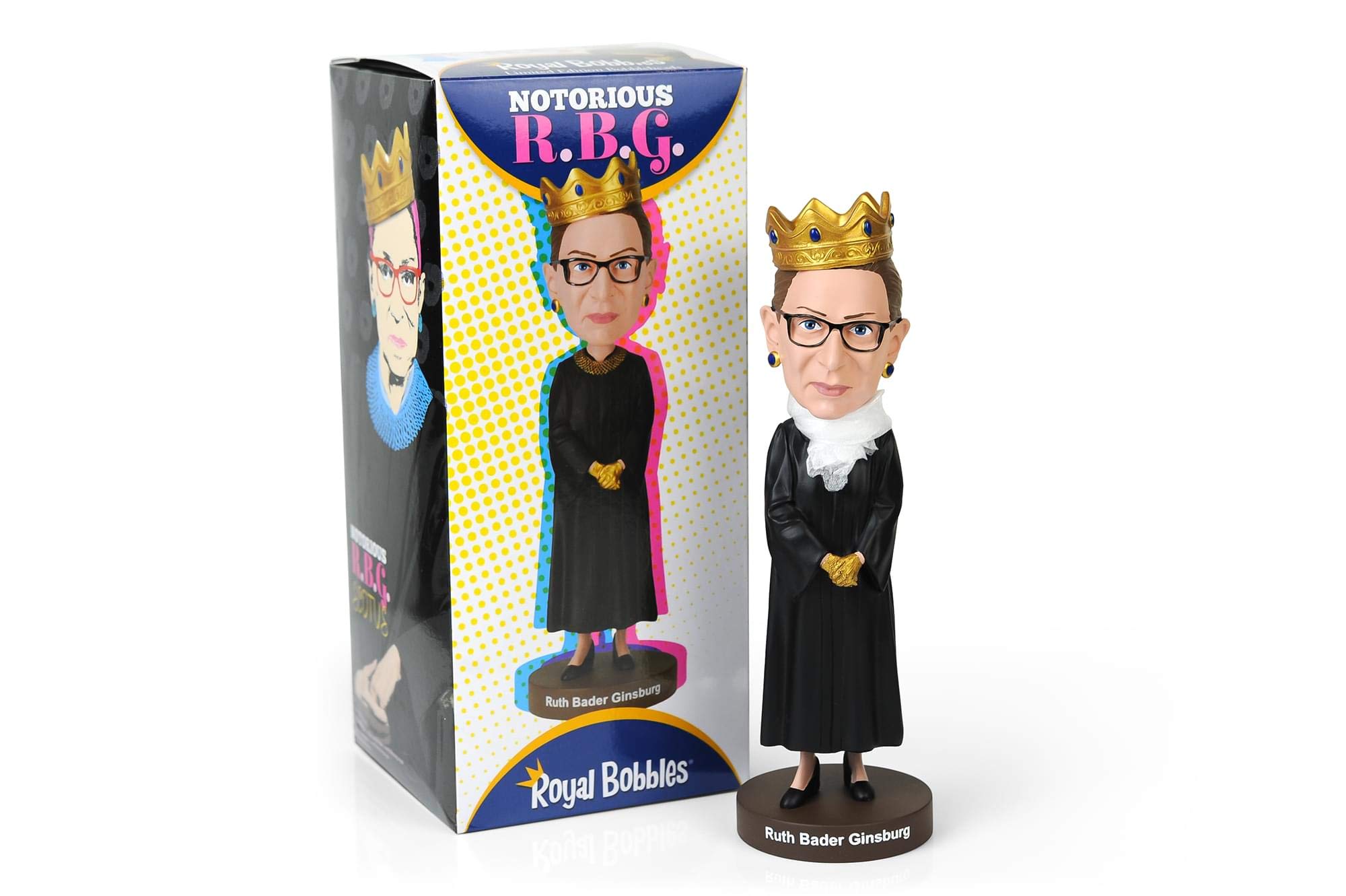 Royal Bobbles Ruth Bader Ginsburg (Notorious RBG) Bobblehead, Premium Polyresin Lifelike Figure, Unique Serial Number, Exquisite Detail