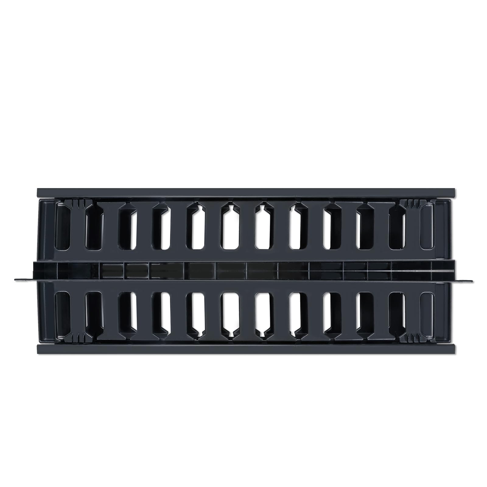 QSFPTEK 1U Cable Management, 24 Slot Horizontal Dual Sided Manager, 19" Rack Rails Wire Management Server Rack, Finger Duct with Cover, 6.85 in. Depth, Network Rack Wire Duct Raceway Panel