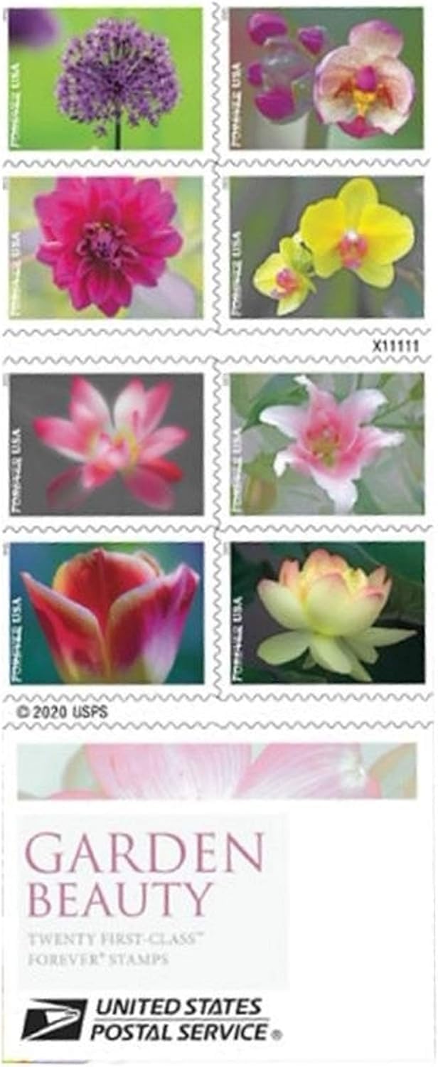 Postage Stamps Book of 20 self-Stick First Class Wedding Celebration Anniversary Flower Party (20 Stamps) c