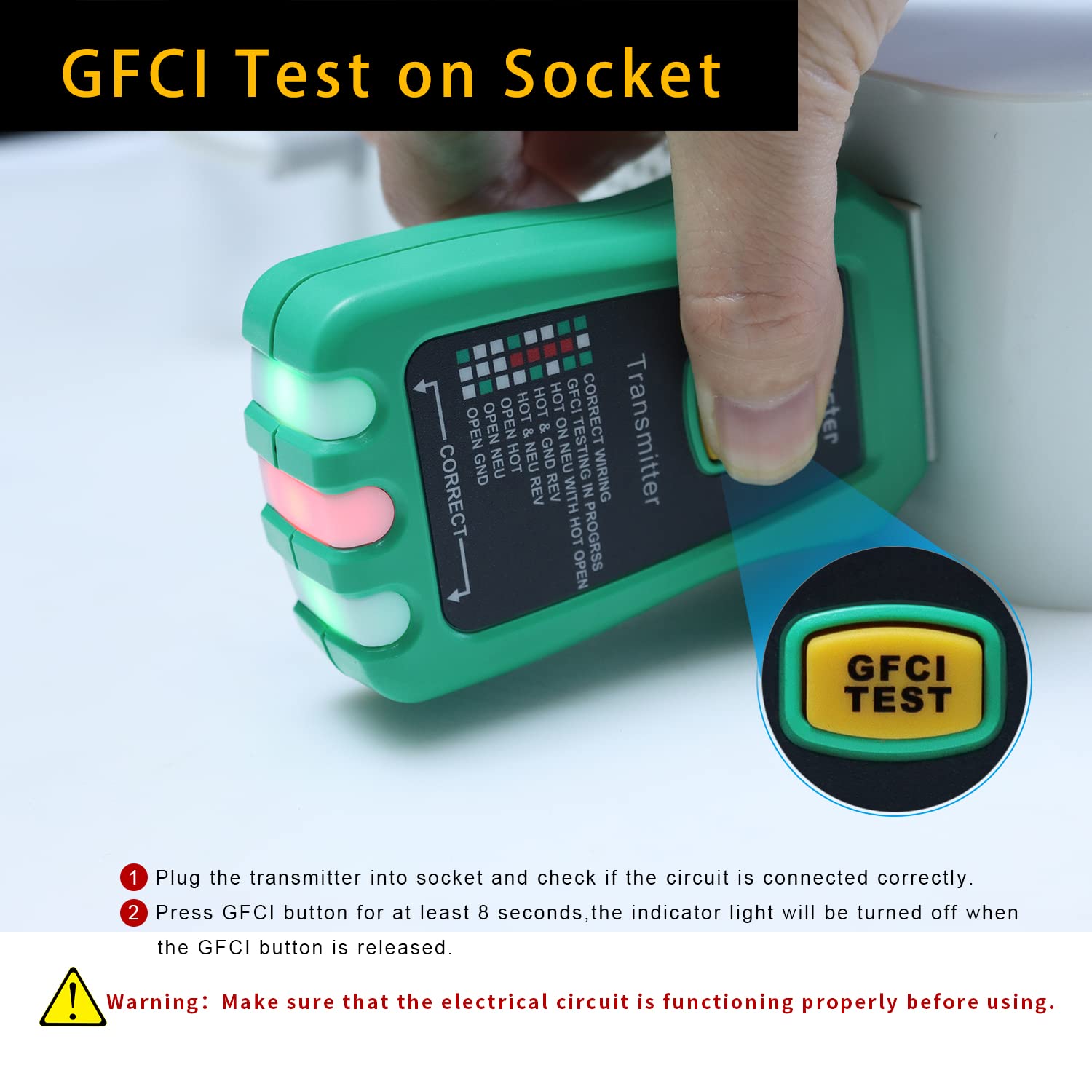 Xin Tester Digital Circuit Breaker Finder + GFCI Outlet Receptacle Tester Detector North American AC Electrical Socket Tester with mesh Tool case(XT-33A)
