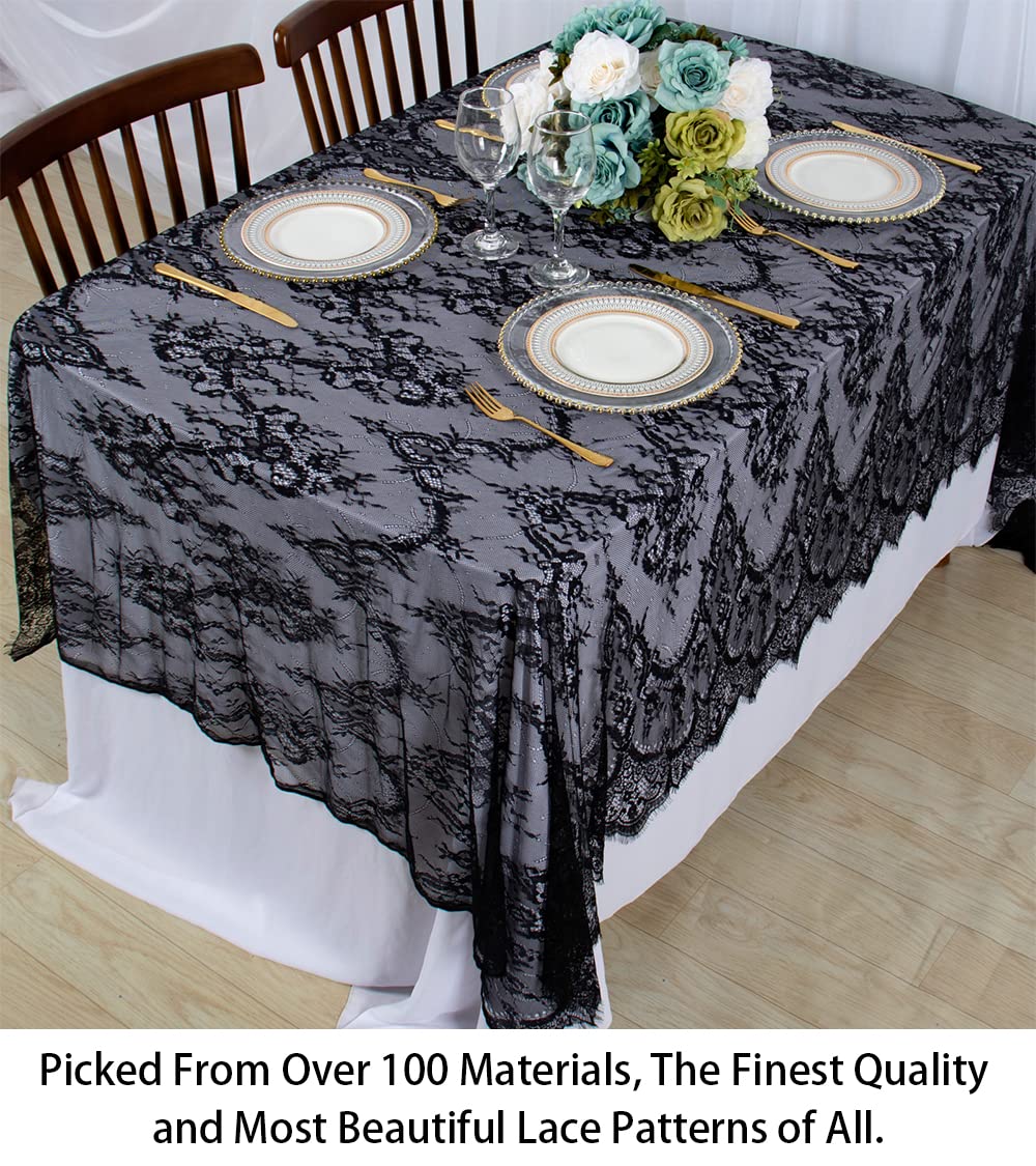 ShinyBeauty Lace Tablecloth Rectangular 60''x120'' White Floral Lace Tablecloth Rectangle Lace Table Clothes for Tea Party Lace Table Overlay Lace Fabric Table Cover for Wedding Reception