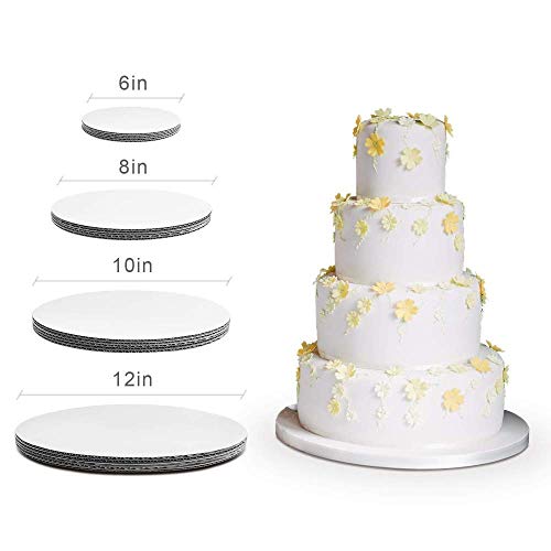 White Round Greaseproof Cake Boards – Cake Circle Base, 6/8/10/12 inch, 5 of Each Size