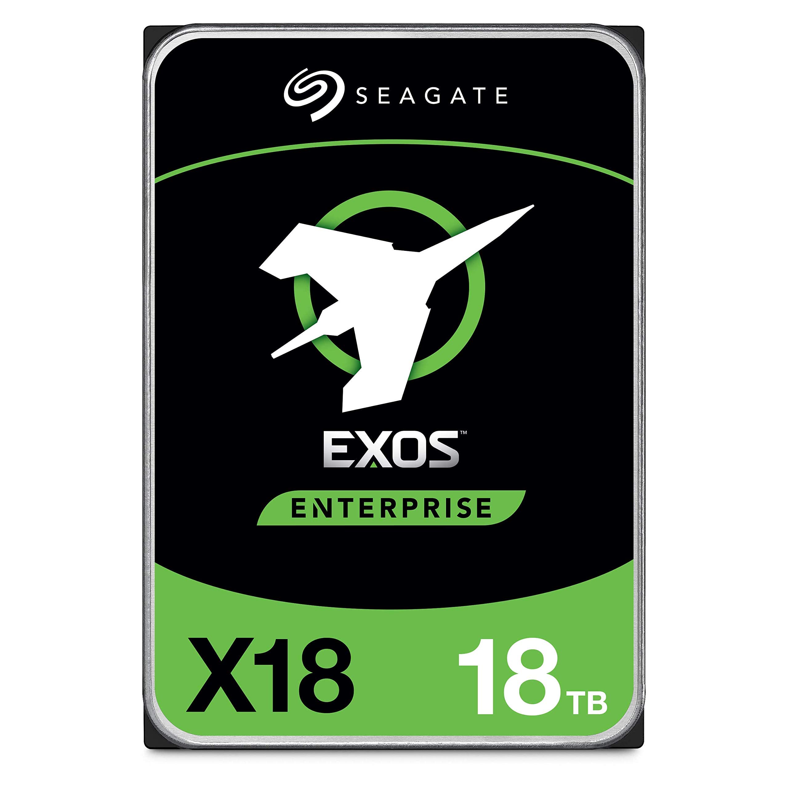 Seagate Exos X18 18TB Enterprise HDD - CMR 3.5 Inch Hyperscale SATA 6Gb/s, 7200 RPM, 512e and 4Kn FastFormat, Low Latency with Enhanced Caching (ST18000NM000J)