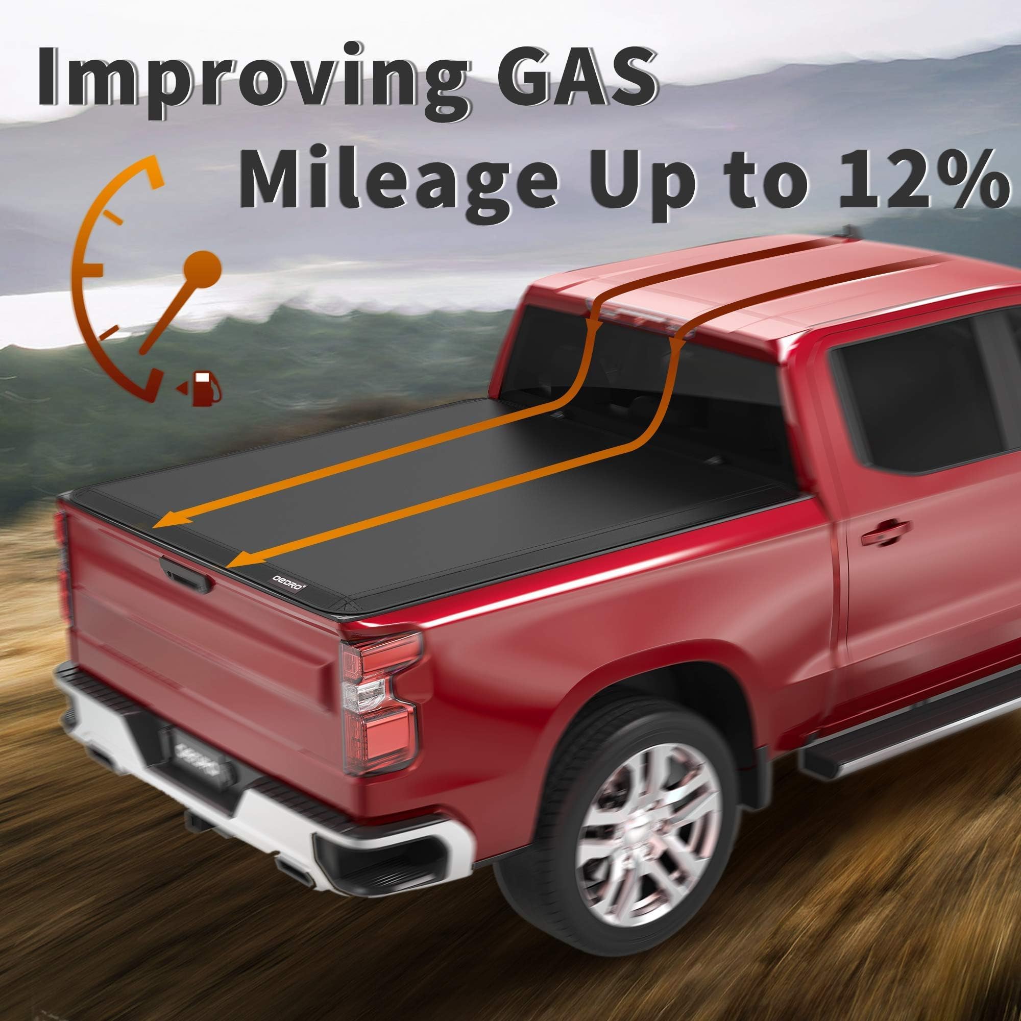 oEdRo Upgraded Tri-Fold Truck Bed Tonneau Cover Compatible with 2015-2024 Ford F-150 F150 with 6.6 Feet Bed