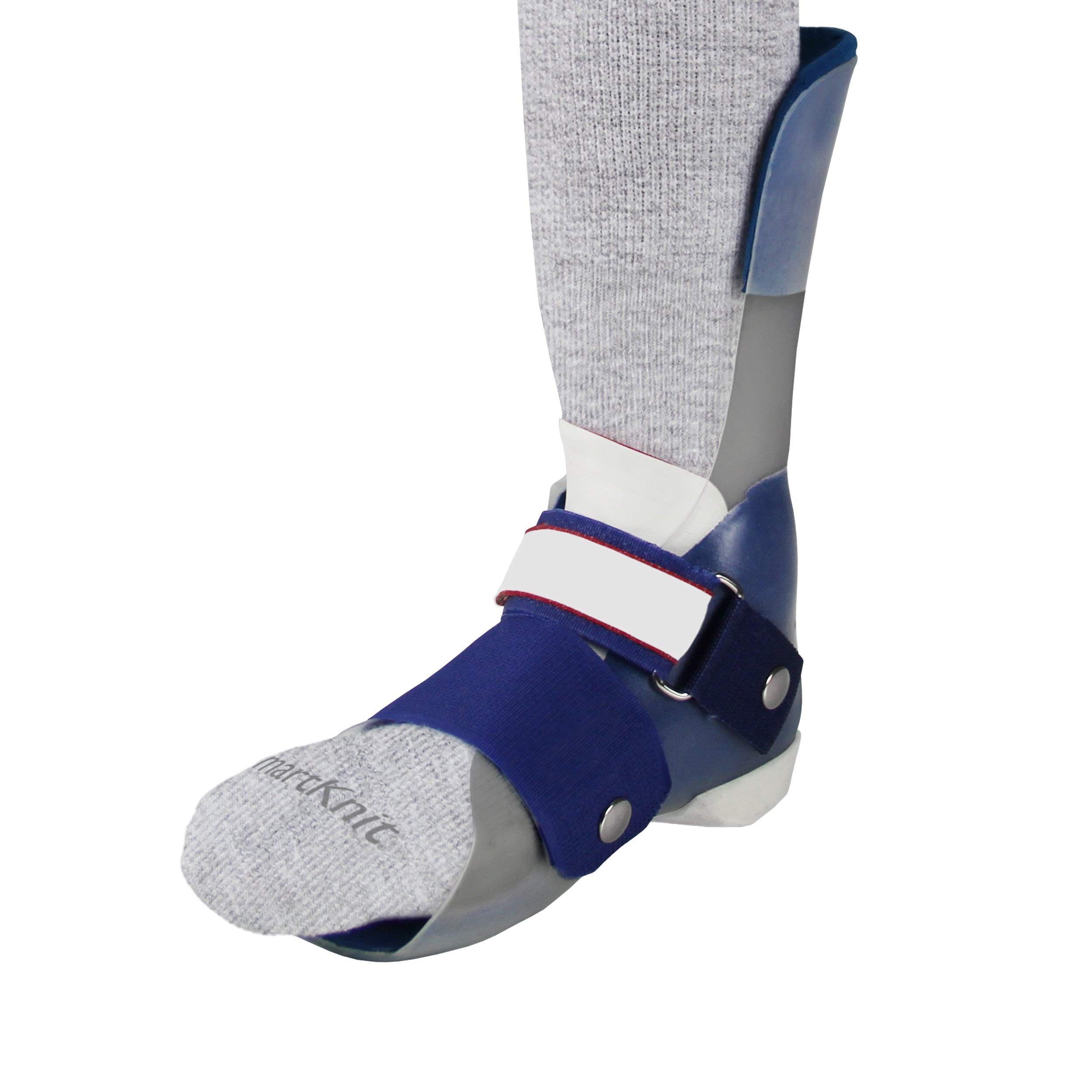 SMARTKNIT & CoreSpun Kids AFO Interface Socks - 4 Pack (2-White, Grey, Cheery(Black/Royal Blue), Child X-Long)