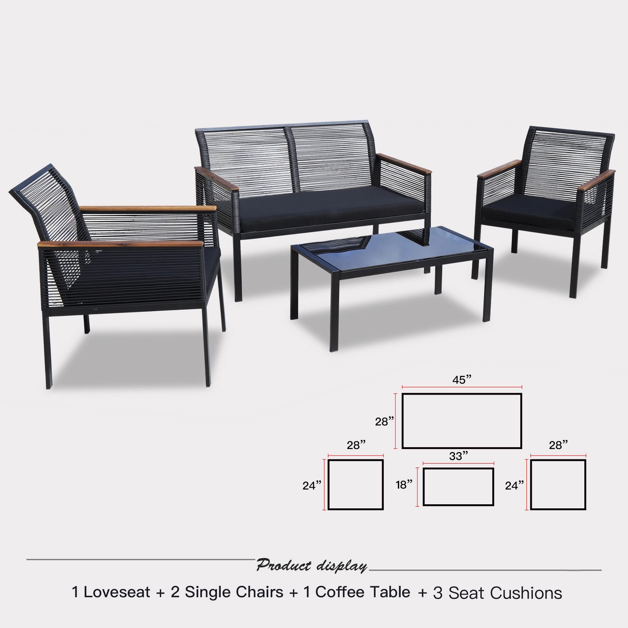 Patio Sectional Sofa - 3 Piece Outdoor Conversation Furniture Set, Brown Wicker, Beige Cushions