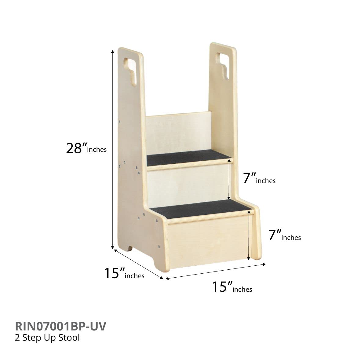 RRI Goods 2 Step Up Stool for Toddlers and Kids with Support Handles and Non Slip, Montessori Wooden Reach Up Safety Steps for Bathroom, Kitchen [Black]