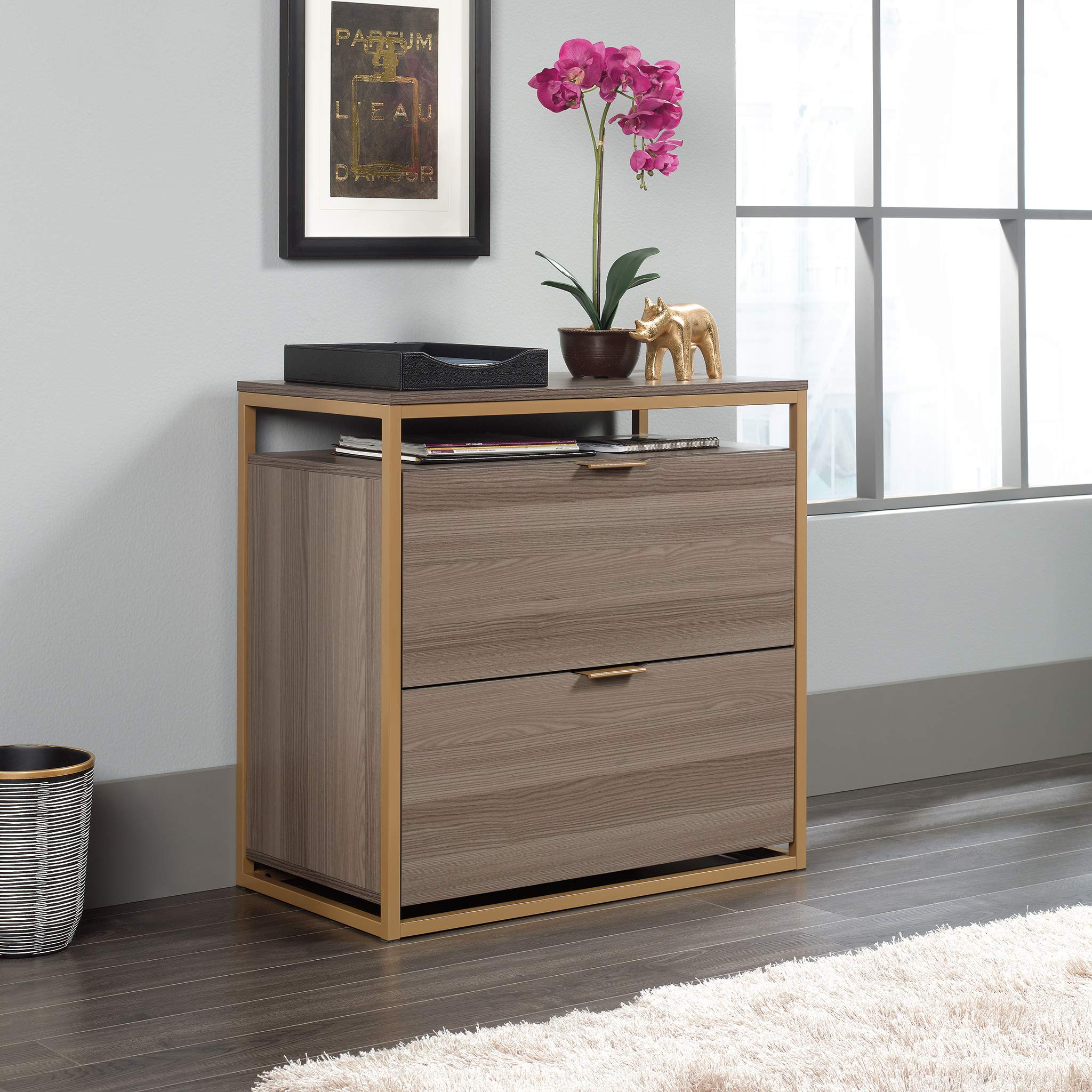 Sauder International Lux Lateral File, L: 30.32" x W: 16.54" x H: 29.72", Diamond Ash