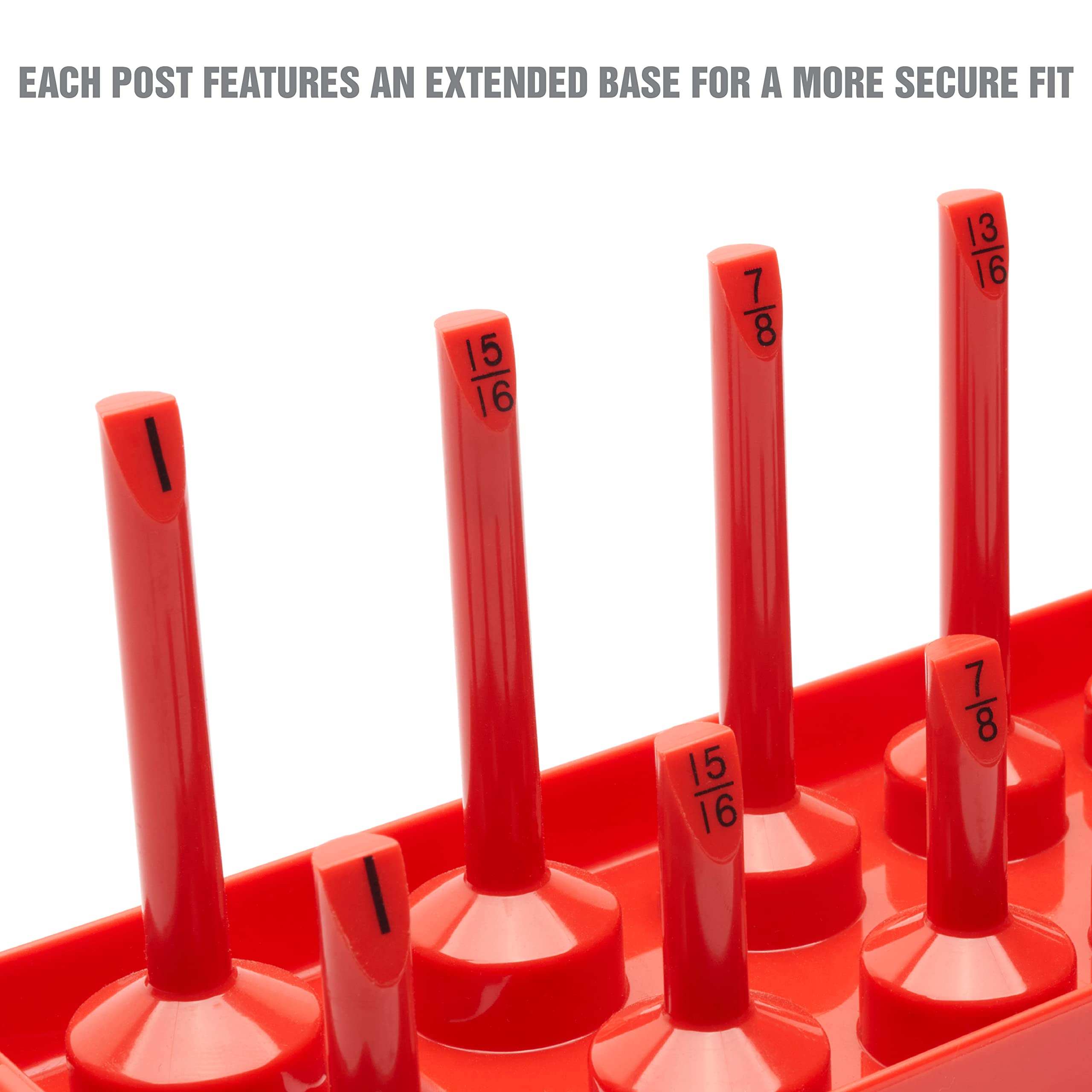 OEMTOOLS 22413 6 Piece SAE and Metric Socket Tray Set, SAE and Metric Socket Storage for Sizes 1/4", 3/8β, and 1/2" Drive, Socket Holders and Socket Organizer Tray for Toolbox, Red/Grey