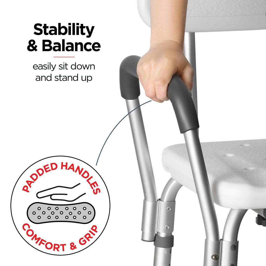 Shower Chair with Handels Set of 3 Includes Back Scrubber & Additional Sponge Tool Free Shower Chair for Elderly Bath Chair for Elderly