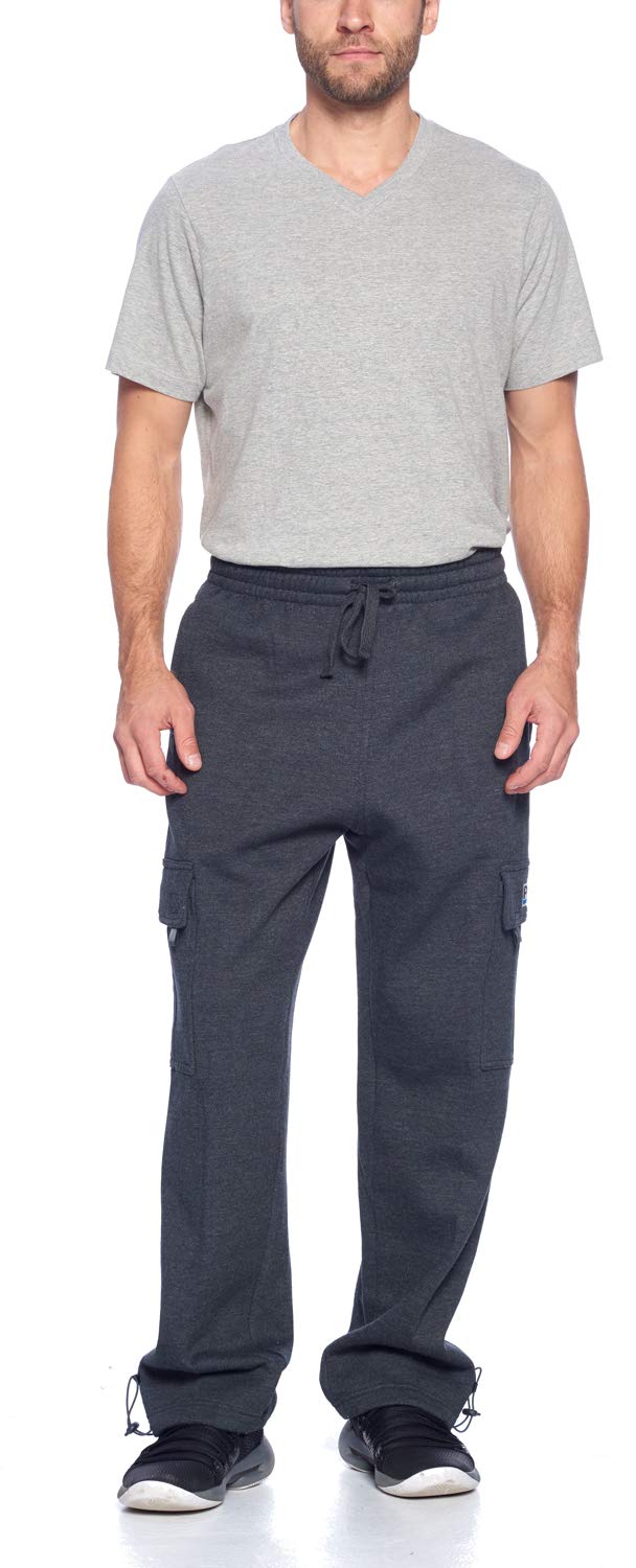 ProGo Men's Heavyweight Fleece Cargo Pants (X-Large, Charcoal)