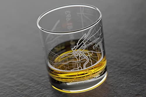 Well Told Engraved Cleveland Ohio Map Rocks Glass, Old Fashioned Whiskey Glass (11 oz, Clear) Etched Whiskey Glass, Gifts For Whiskey Lovers