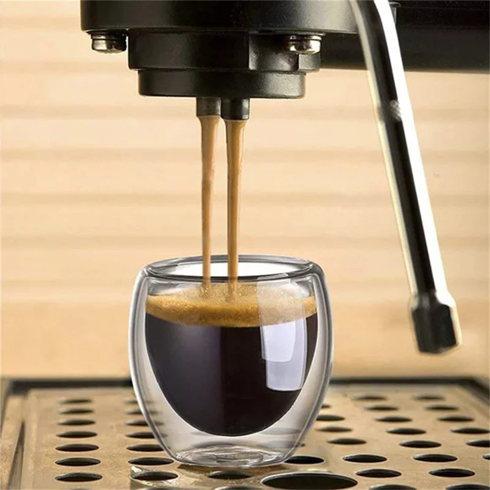 WOAIERNV 2.7 Ounce Espresso Cups,Set of 6,Double Walled Insulated Espresso Glasses,Handmade Borosilicate Glassware Coffee Cup,Perfect for Cold or Hot Drinks