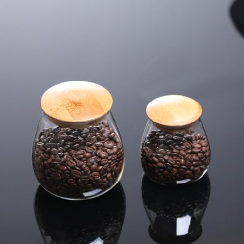SHOWERORO Glass Storage Jars Storage Glass Jars Storage Container Candy Jars Airtight Canister Glass Canister Sugar Jars Container Glass Tea Jar Coffee Wooden Dry Clear Canning Jar