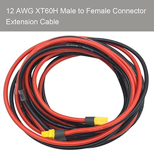 XT60 XT60h Extension Cord 10Ft with Female Male for Solar Generator Portable Power Station Solar Panel RC Battery Lipo Battery Pack Portable Power Station 12Gauge Flexible Silicone Wire Cord(10Ft )