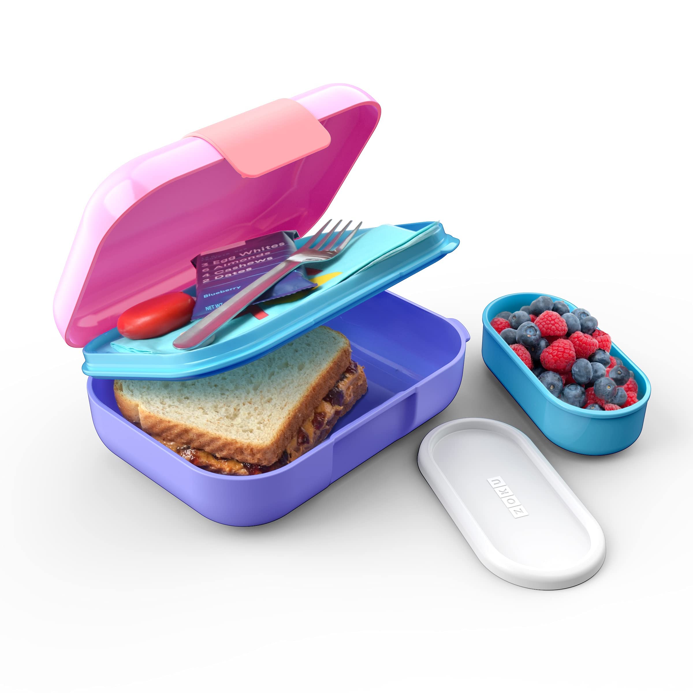 ZOKU Pink Neat Bento Jr. and Kitty Kids Pocket Utensil Set Bundle