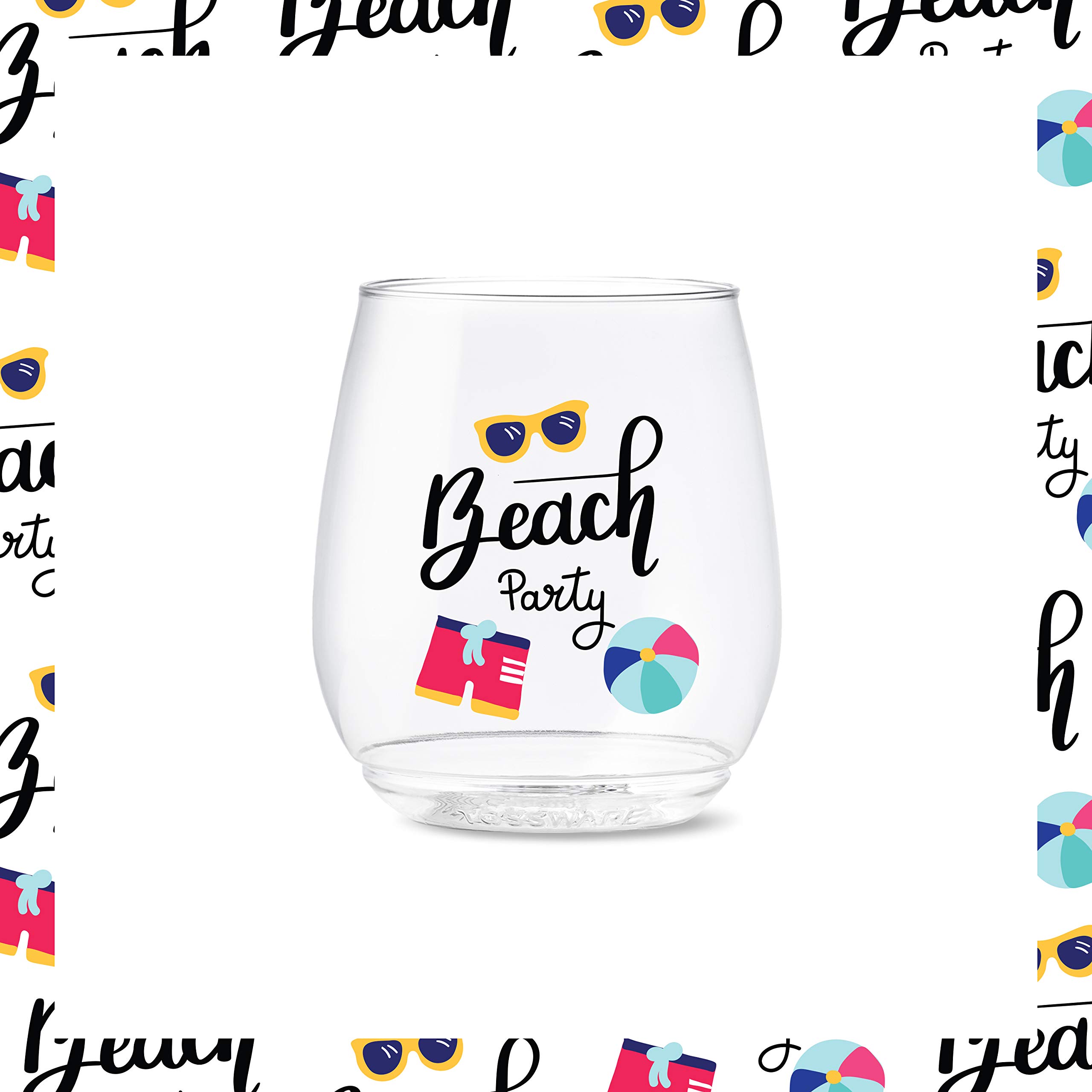 TOSSWARE POP 14oz Vino Summer Sips 1 Series, SET OF 6, Premium Quality, Recyclable, Unbreakable & Crystal Clear Plastic Wine Glasses