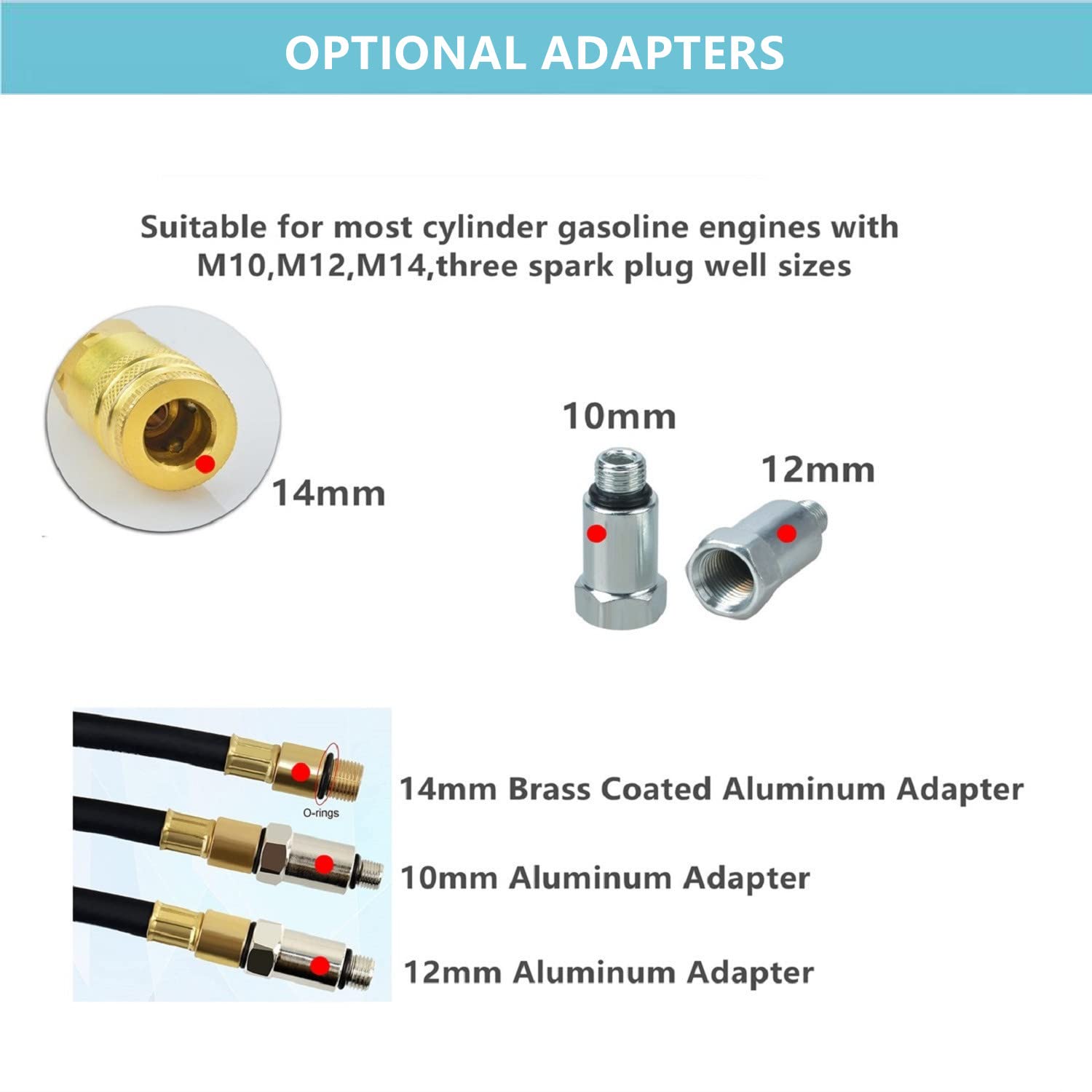 Prokomon Cylinder Leak Down Tester,Gasoline Engine Cylinder Dual Gauge Leakdown Compression Tester kit with 10 12 14mm Spark Plugs on Car Truck Motorcycle