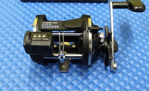 Okuma Magda Pro Line Counter Levelwind Trolling Reel, Small, Black/Silver, MA-30DLX