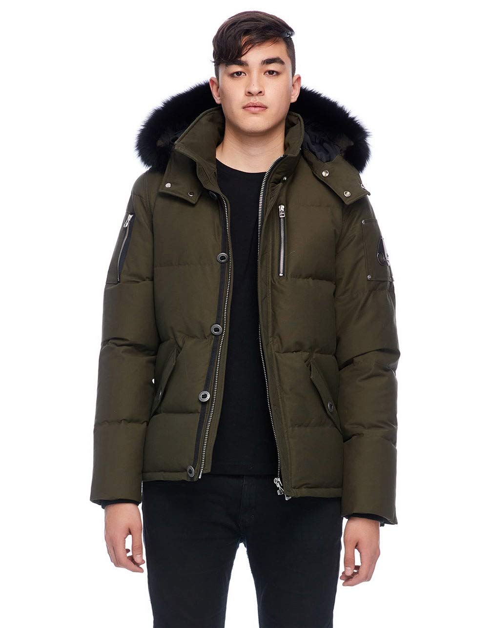 Moose Knuckles Men's 3Q Jacket, Black/Black Fur, Large
