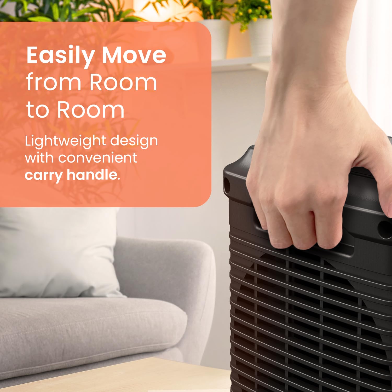 Pro Breeze Space Heater β 1500W Portable Electric Heater for Indoor Use, Ceramic Heater with Adjustable Thermostat, Small Heater for Home, Bedroom, Office, Garage with 3 Operating Modes - Black