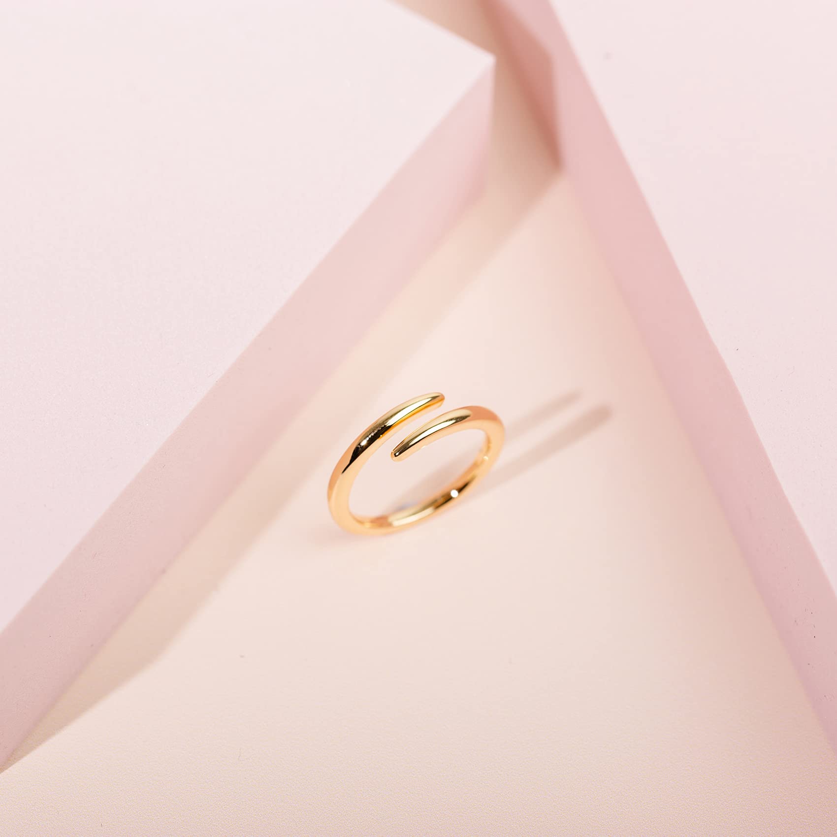 PAVOI 14K Gold Plated Open Twist Eternity Band Yellow Gold for Women Size 8