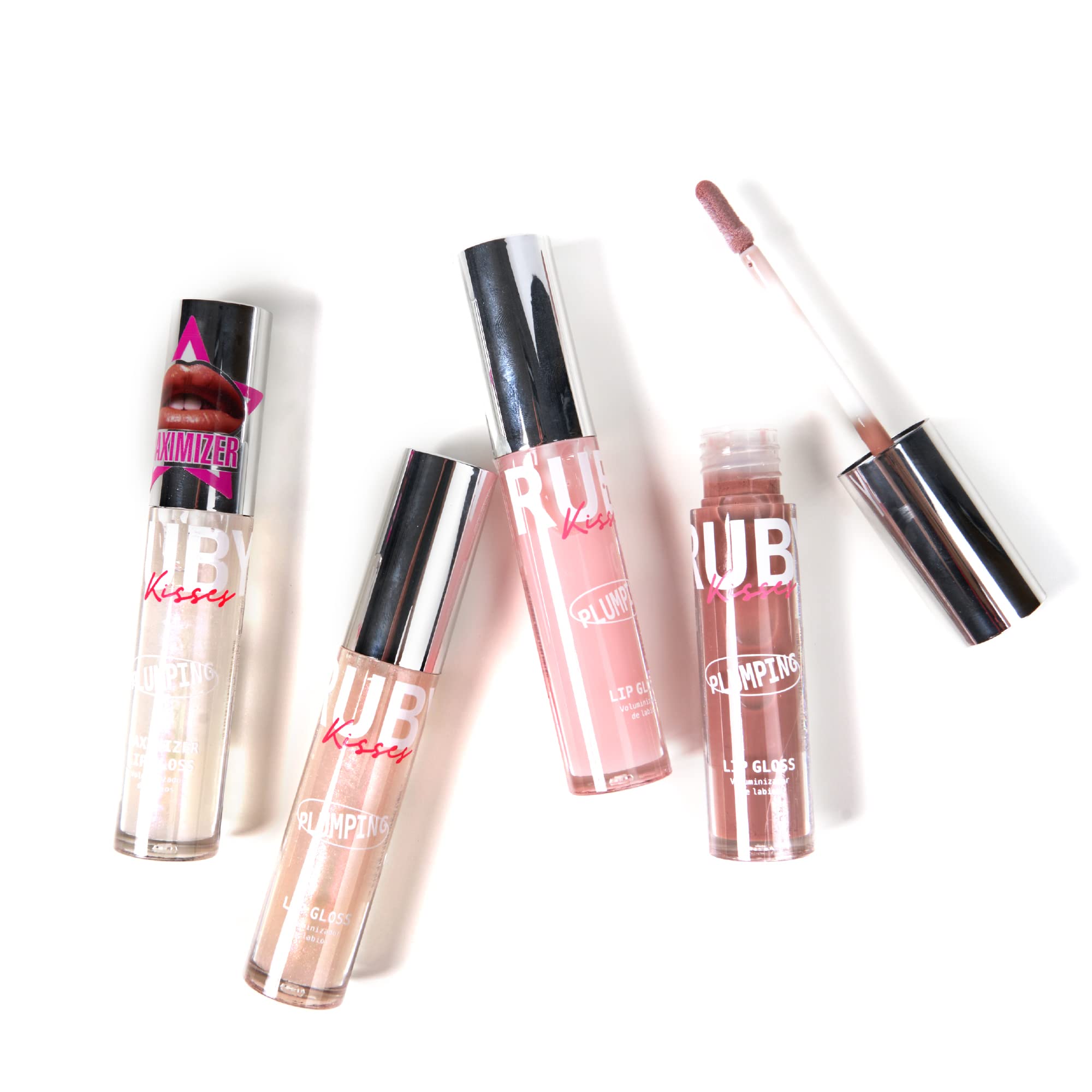 Ruby Kisses Plumping Lip Gloss โ Hydrating, Voluminous, High-Shine, Cruelty-Free Lip Plumper, Smoothing, Instinct Lip Maximizer, 4 Colors, 0.15 FL oz. (CLEAR)