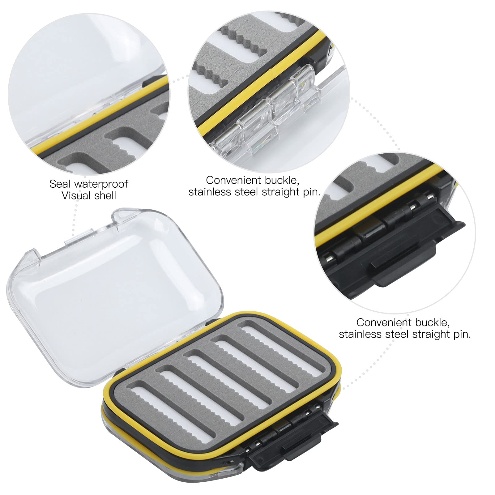 Yeuipea Fishing Lure Container,Double Sided Transparent Fly Fishing Tackle Hook Preservation Box Fishing Accessory