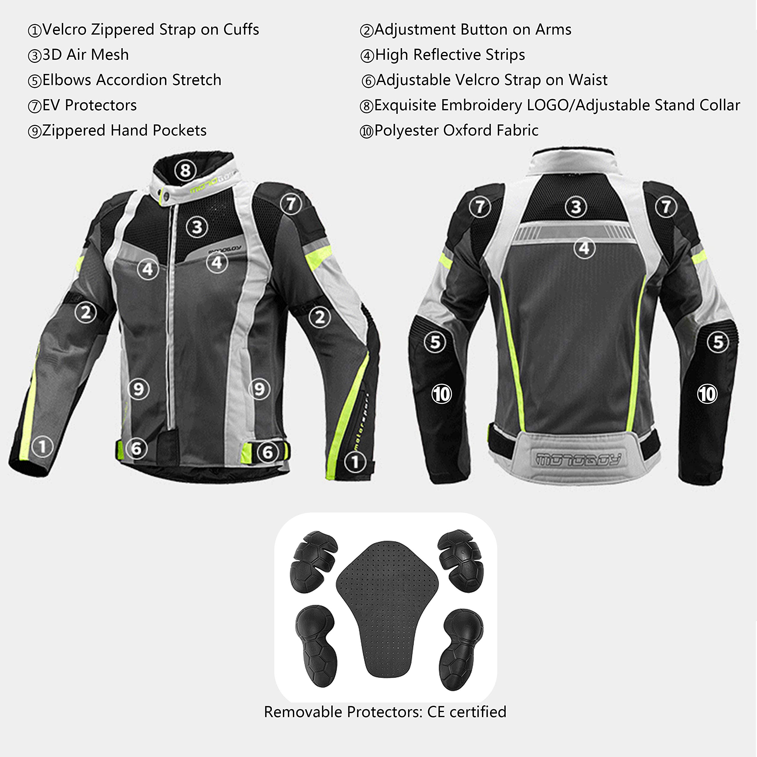MOTO-BOY Mesh Motorcycle Jacket for Men,Summer Breathable Air Motorbike Riding Jacket with CE Armor for Impact Protection (as1, alpha, m, regular, regular, Black)