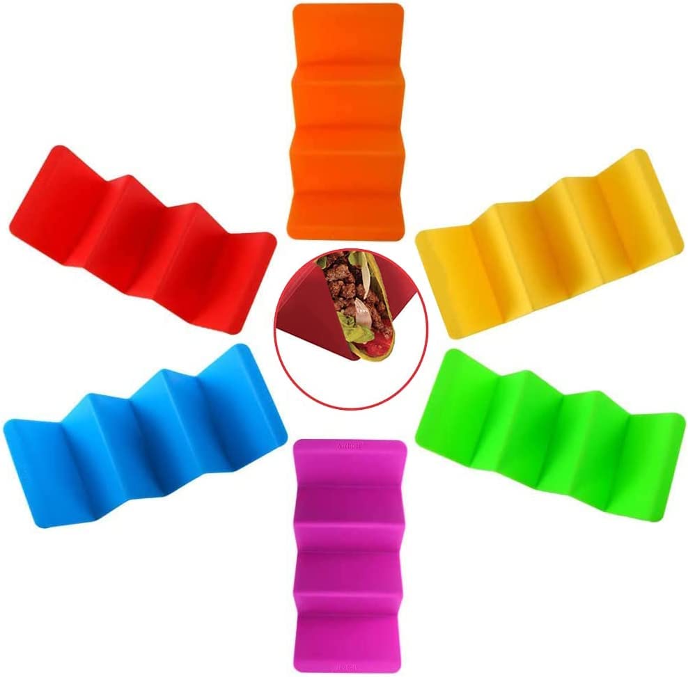 Taco Holder, Colorful Taco Holder Stands Set of 6, ππππ ππ©π π«ππππ πππ¬π’π π§ Taco Stands for 3 Tacos, Taco Shell Holder, Street Taco Rack, PP Health Material Very Hard Sturdy (Colorful)