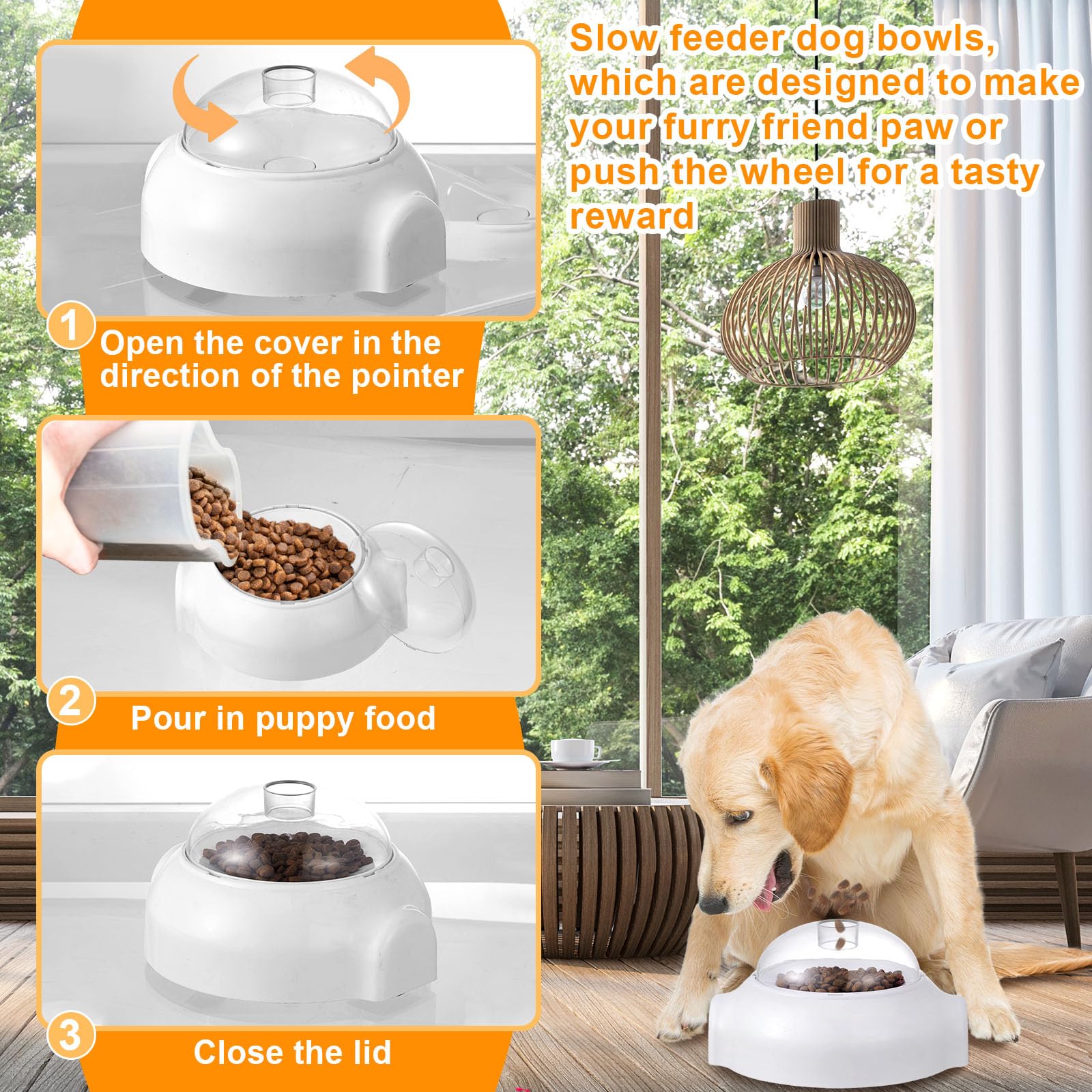 Paterr 2 Pcs Treat Dispensing Dog Toys, Bottom with Rollers, Interactive Slow Feeding Dog Food Dispenser, Push Design Slow Feeder Dog Bowls Game for Fun Slow Feeding, Entertaining, Stimulating