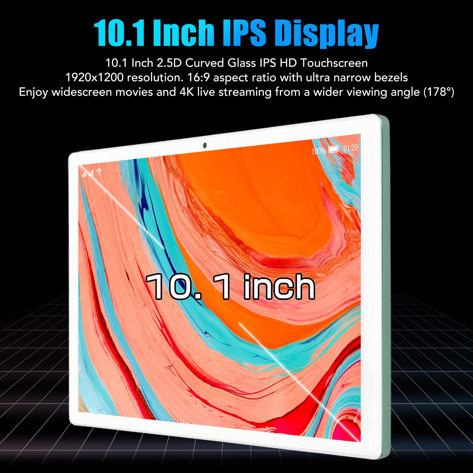 Septpenta 10.1β 128GBGB Tablet, 8GB RAM 128GB ROM Octa Core 4G LTE 8800mAh 2.4G 5G WiFi Tablet, 1920X1200 Resolution, Compact, Slim Design, Kid Friendly, Sturdy Metal Frame, Android 11.0(Green)
