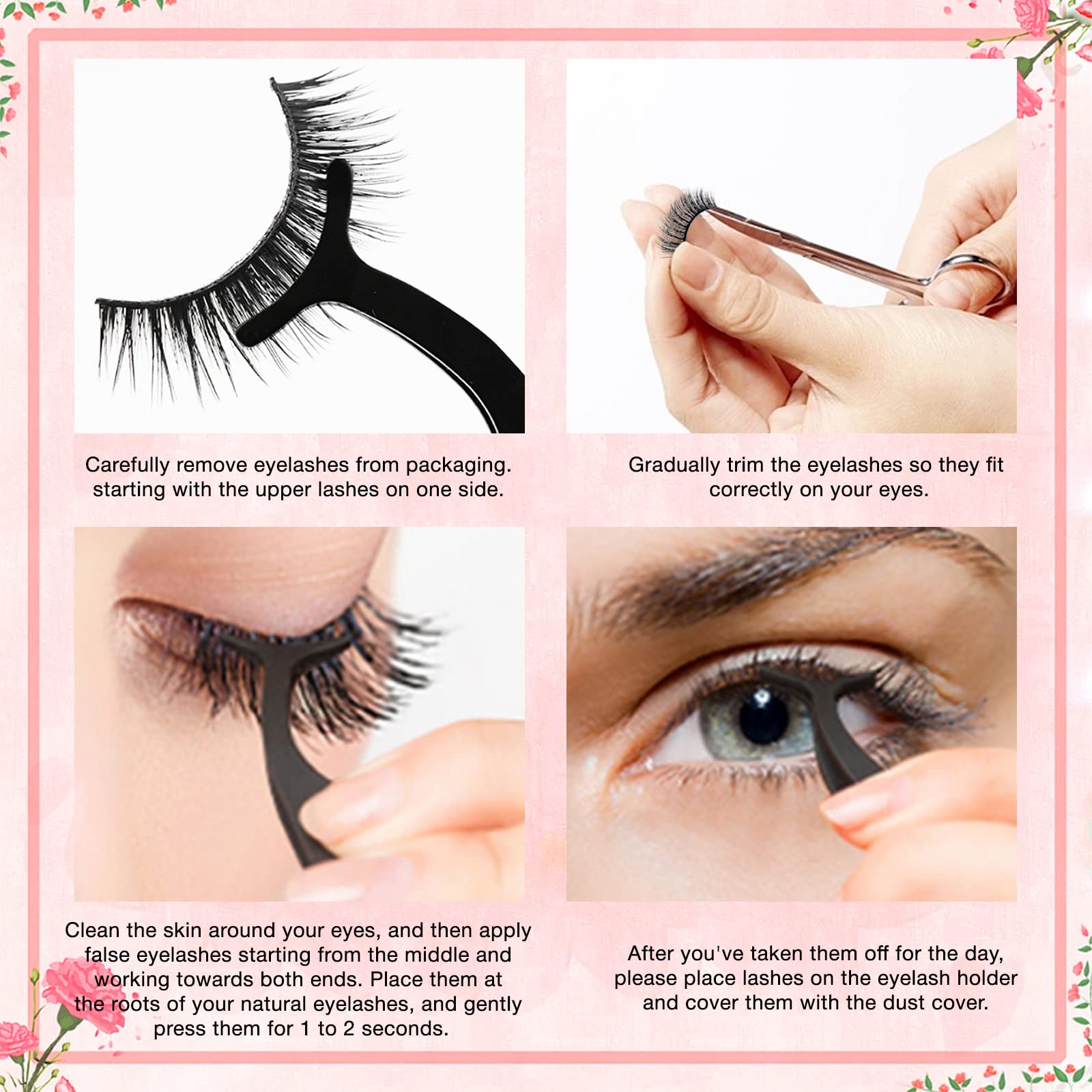 Self Adhesive Eyelashes(5 Pairs), Reusable, Natural Look, Self Sticking No Glue Lashes for Women, Five Styles False Eyelashes Kit