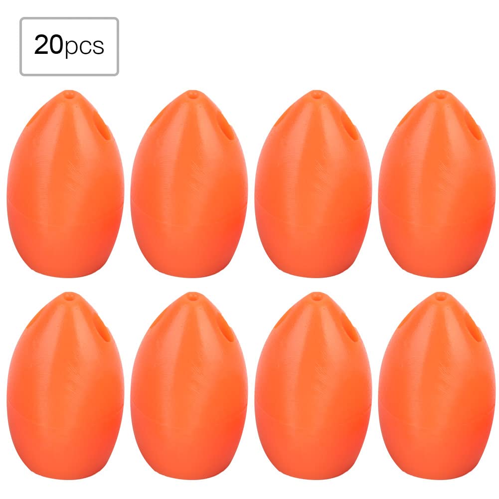 Yeuipea Fishing Bobber Float, 20 Pcs Rubber Oval Colorful Beans Stopper Fishing Bobber Float Fishing Tools Accessory(L-Orange)