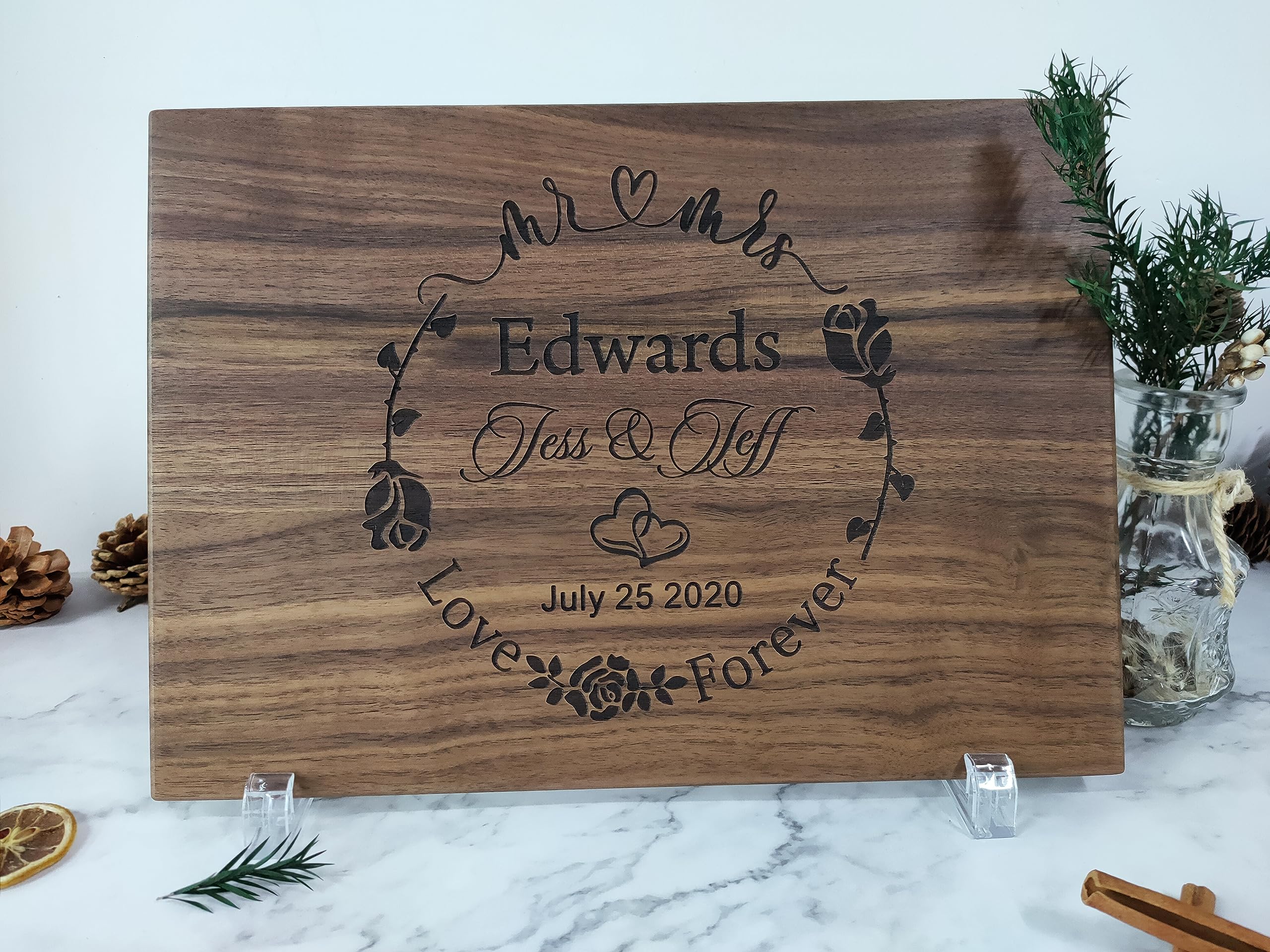 Wedding gifts, Personalized Cutting Boards for Couples, Anniversary, Christmas,Valentines Day, Housewarming Gift - Handmade Customizable Wooden Kitchen Decor Gift for New Homeowners