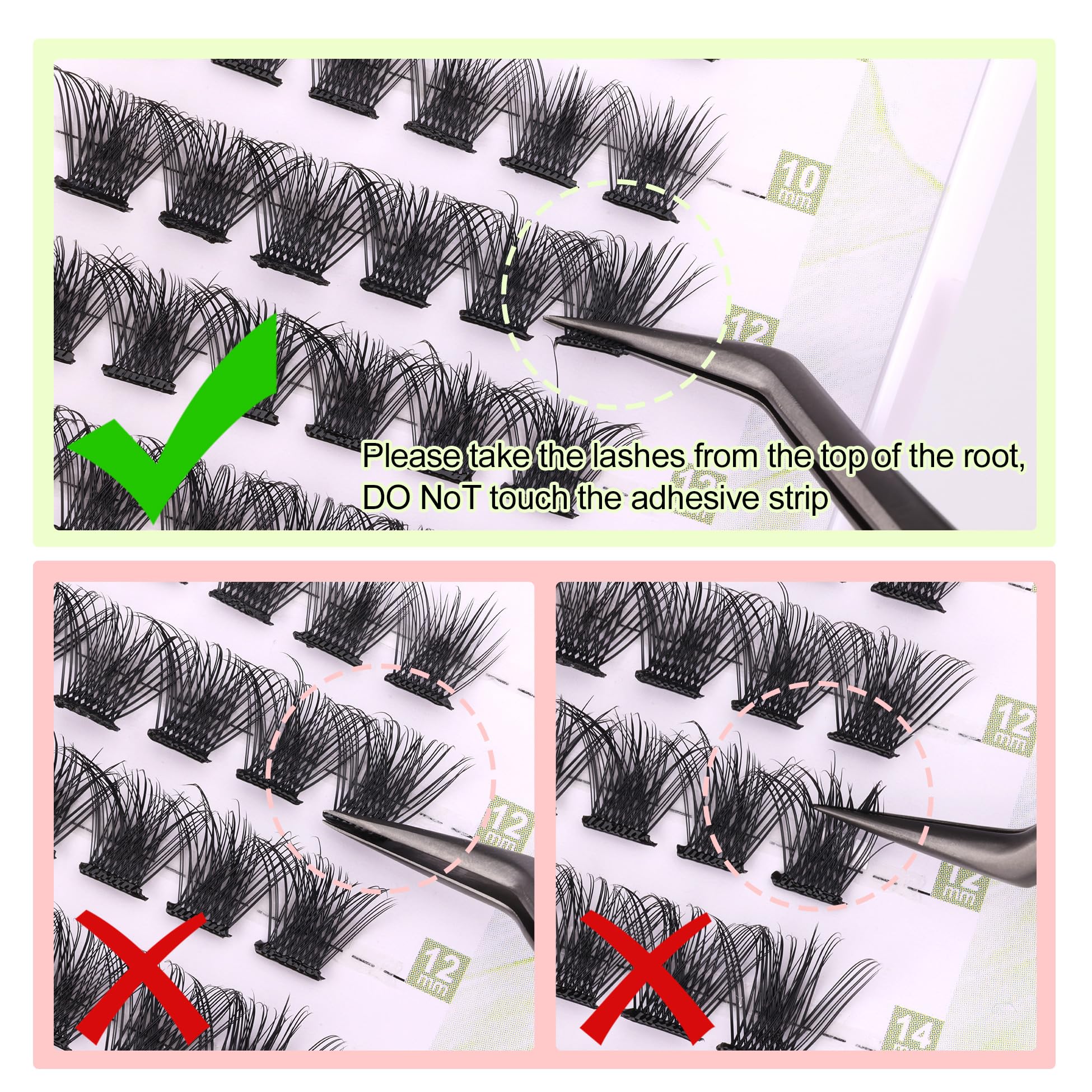 Self Adhesive Eyelashes Lash Clusters, Wispy Volume DIY No Glue Lash Extensions, Self Adhesive Individual Lashes Self Sticking Reusable Adhesive Lashes Natural Look