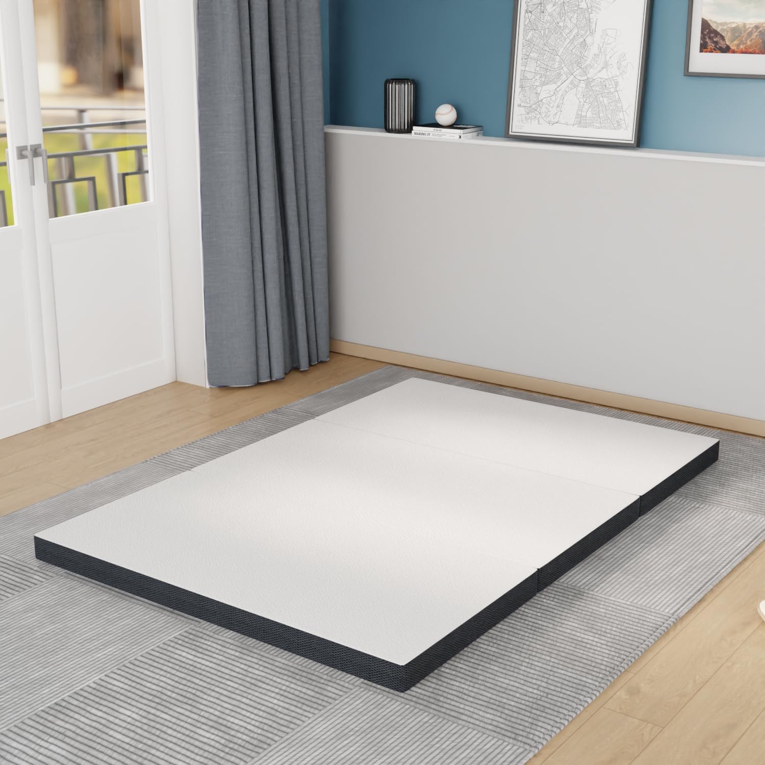 Queen Foldable Mattress, Folding Mattress with Breathable & Washable Cover, 3 Inch Trifold Mattress with CertiPUR-US Certified, Queen Mattress Memory Foam Topper for Camping, Guest, Floor RV (Queen)