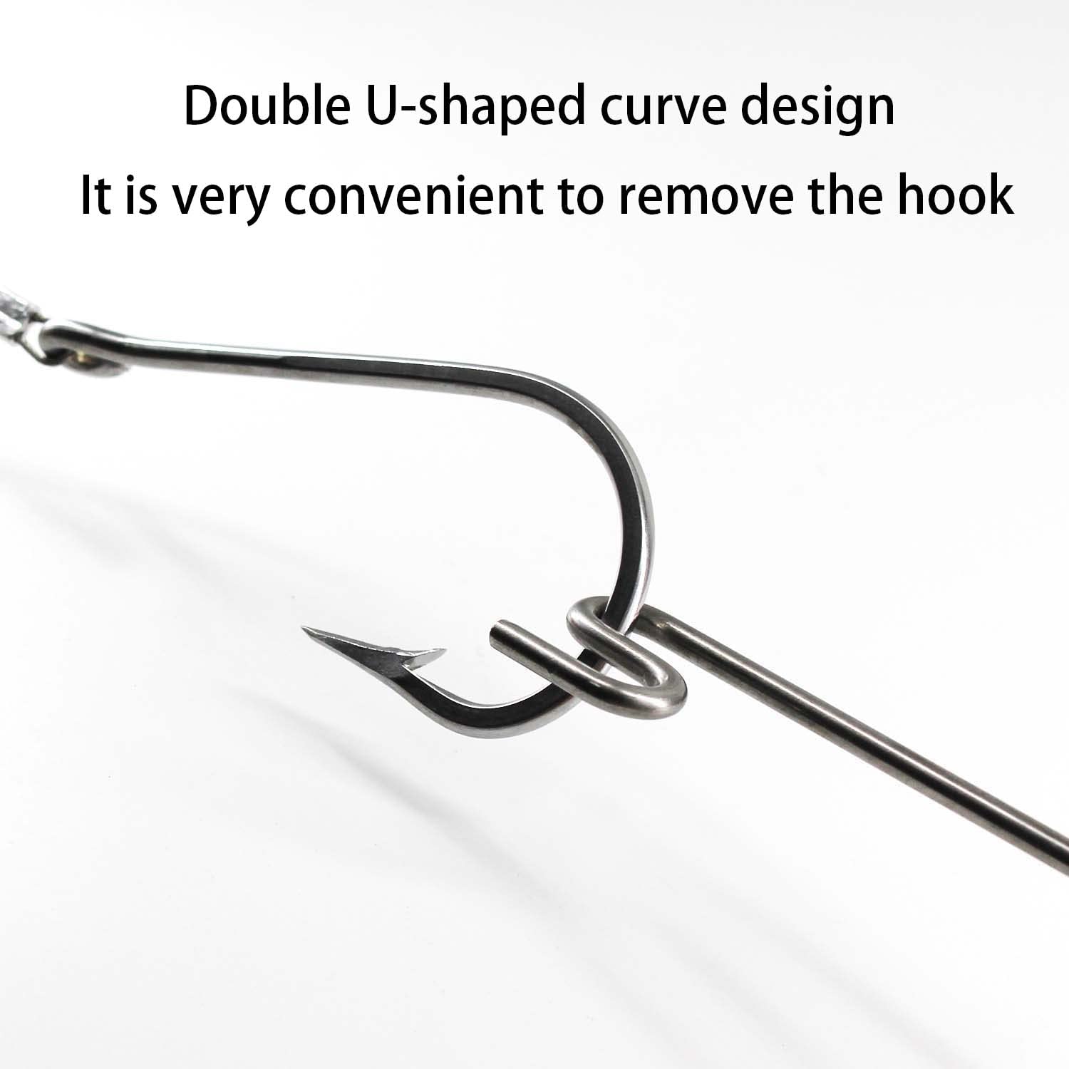 YEUQWJ Stainless Steel Shark Hook Remover, Fish Hook Remover, Heavy Duty Sea Fish Hook Remover. with Coiled Lanyard. Suitable for Large Fish Fishing. (1)