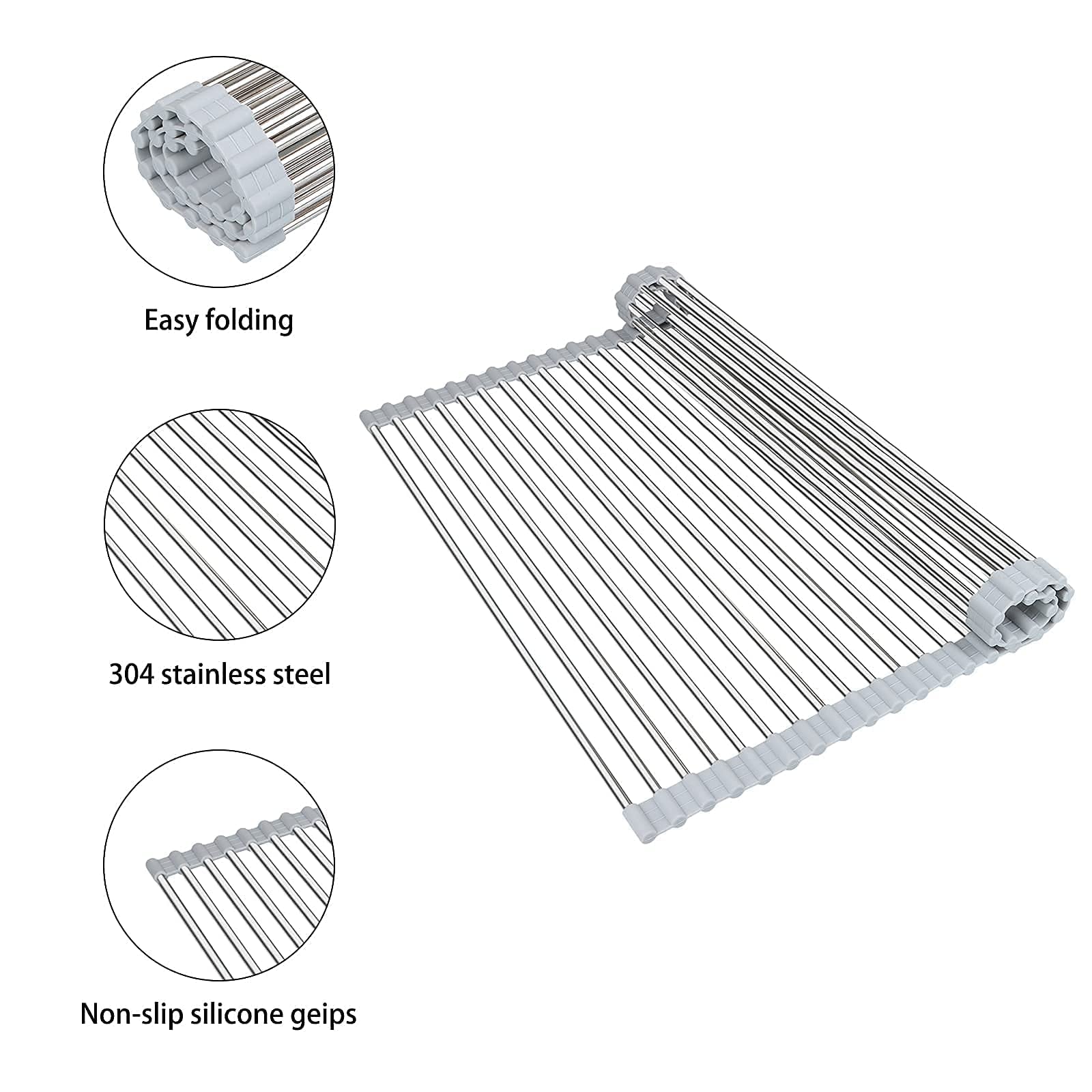 YAHAFI Roll Up Dish Drying Rack - Expandable Kitchen Accessories,Sink Protectors for Kitchen Sink Dish Racks - for Kitchen Counter,Kitchen Rack, 14.6inch(L 19.7inch(W)
