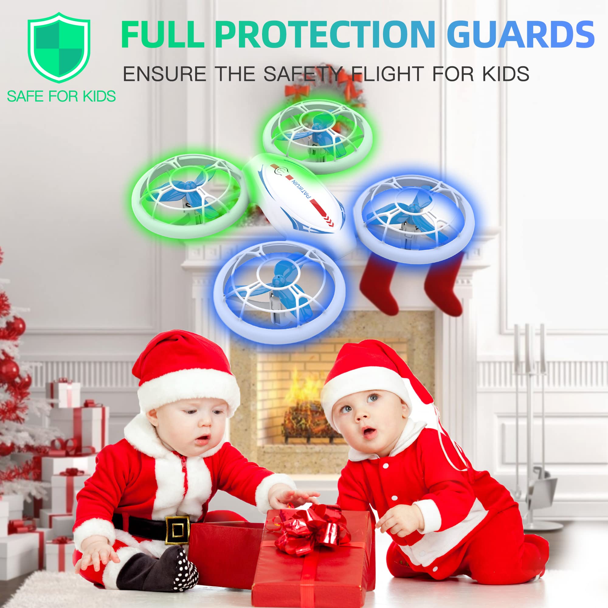 PATIKUIN Drones for Kids RC Mini Drone with LED Lights for over 8 years old Boys and Girls Beginners, RC Helicopter Quadcopter with Five Cool Light Effects, Auto Hovering, 3D Flip, Remote Control Headless Mode, Circumflight and Emergency Paddle Stop