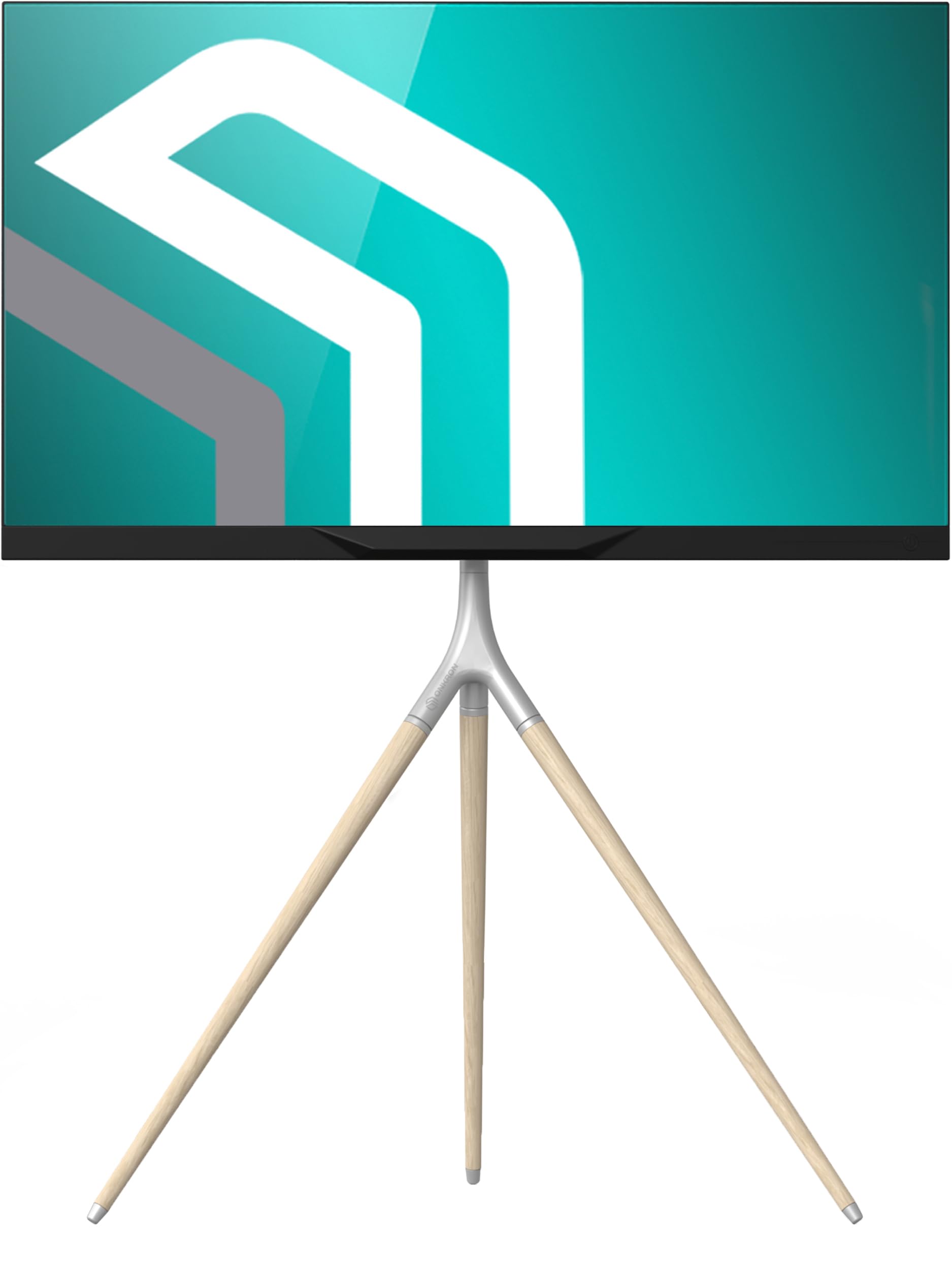 ONKRON Tripod TV Stand Wood for 32-65 Inch TVs up to 77 lbs, Swivel Floor TV Stand Adjustable Height max 400x400 VESA - Easel TV Stand Floor Standing/Corner TV Stand with Mount White
