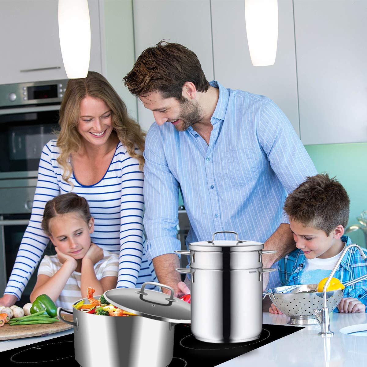 NOXTON Induction Cooktop, Electric Boost Stove Built-in 4 Burners Induction Cooker Black Glass with Touch Control, Child Lock, Timer, Hard Wired, Easy Cleaning Induction Cooker, 6400W, 220V~240V