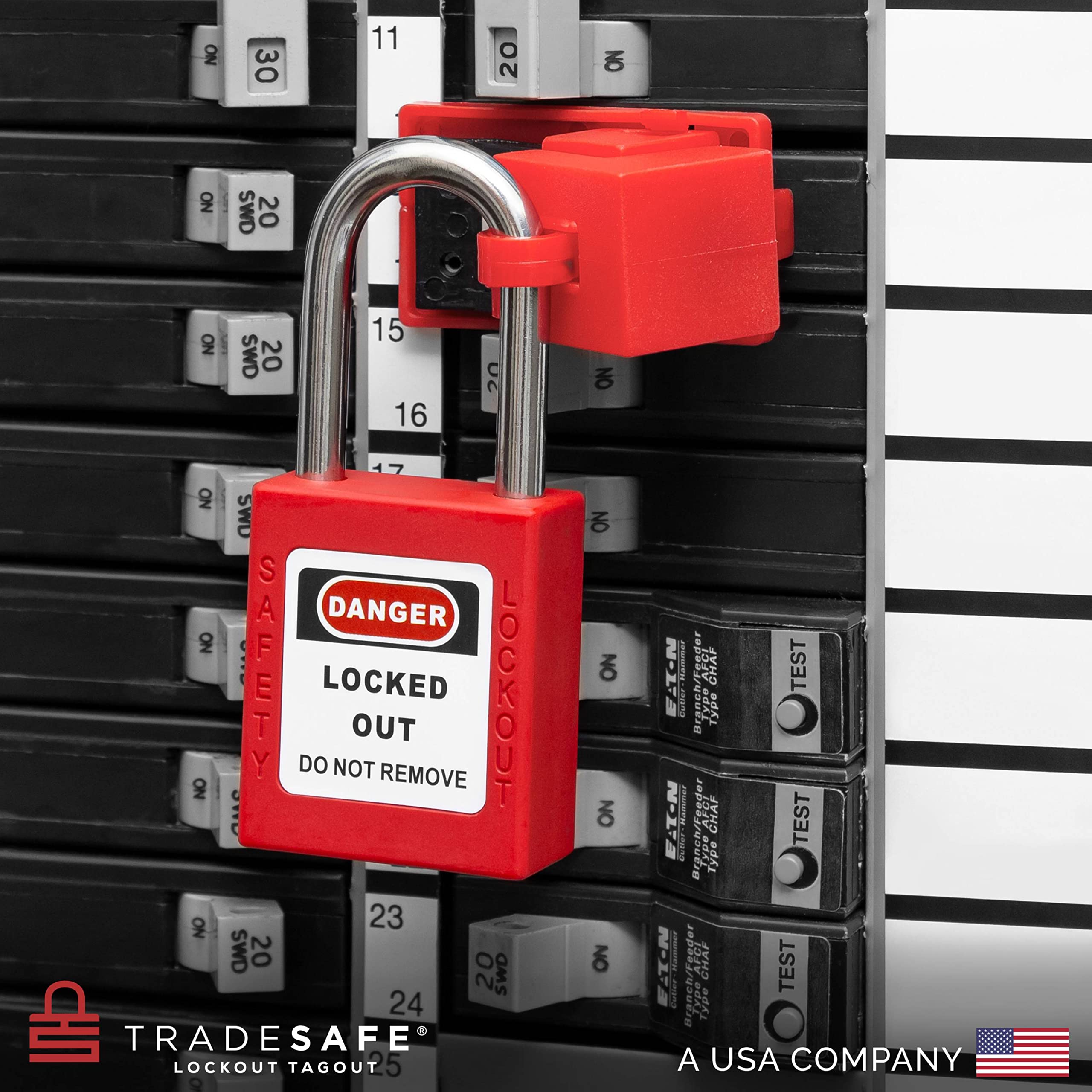 TRADESAFE Lockout Tagout Lock Sets, 10 Red Keyed Alike Safety Padlocks, 2 Keys Per Lock, OSHA Compliant Loto Locks, for Lock Out Tag Out Stations - Premium Grade