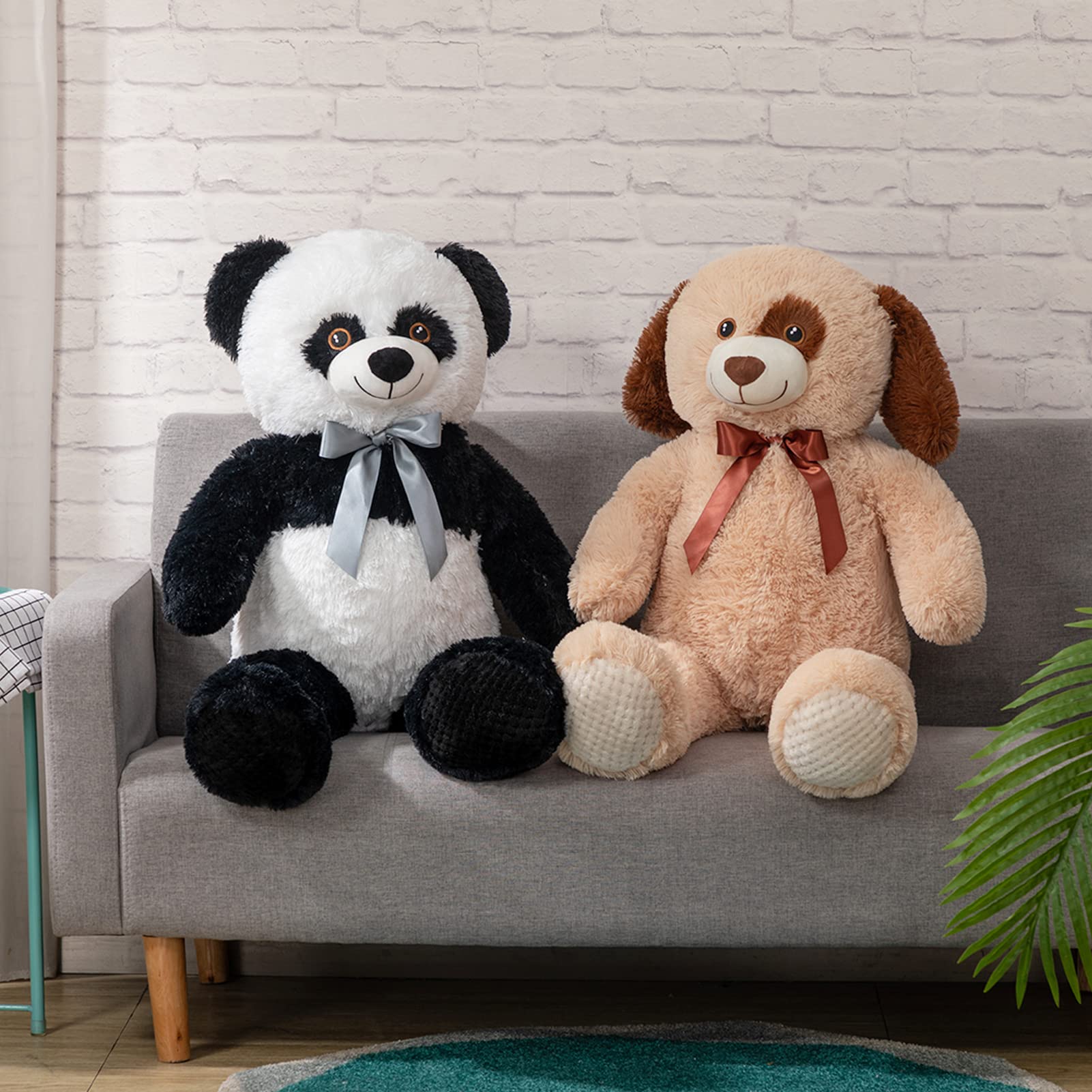 WENMOTDY Giant Panda Stuffed Animal Huge Panda Plush with Ribbon Cuddly Toy Gift for Kids Girlfriend, 39ββ