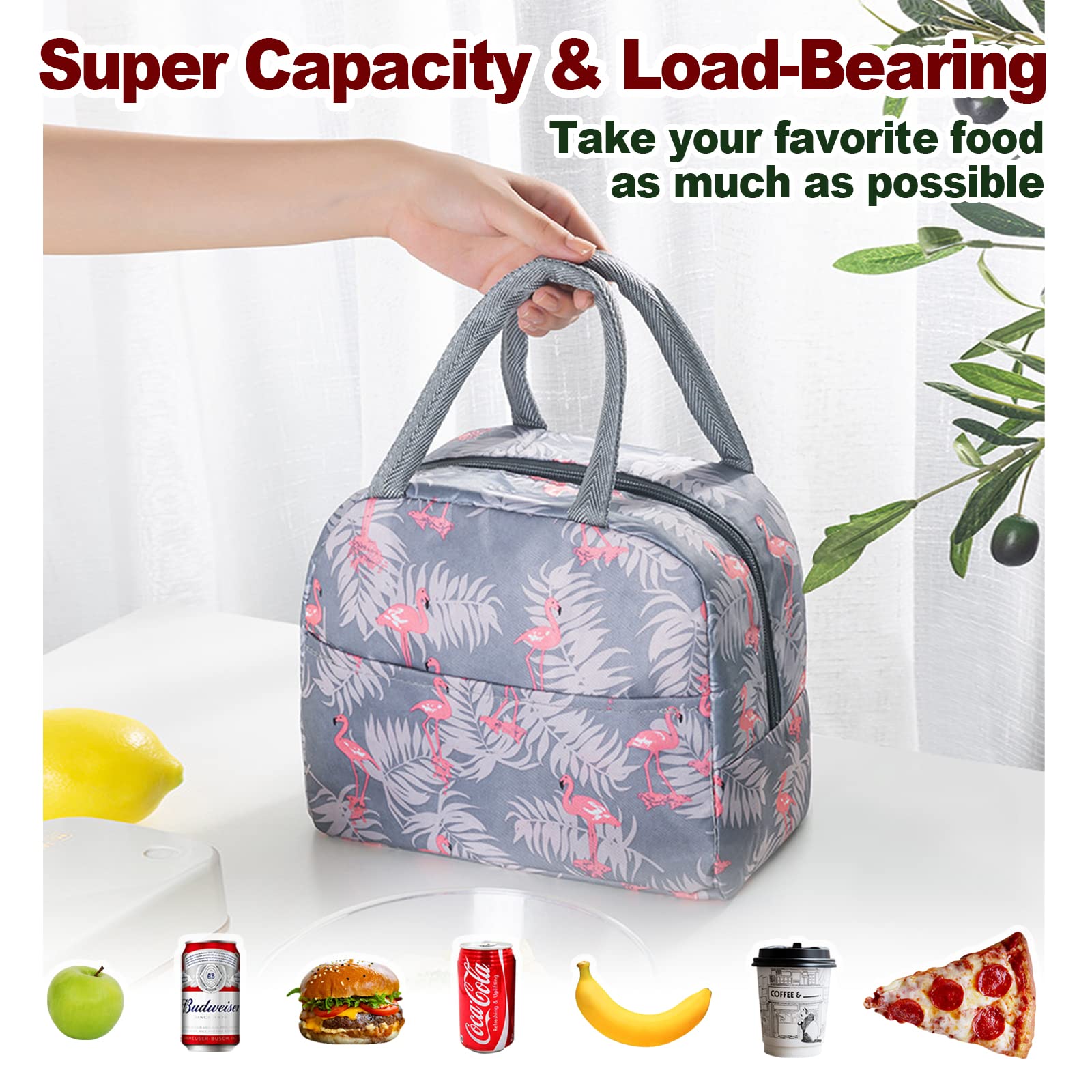 WOOMADA Stripe Insulated Lunch Bag for Women Men Reusable Waterproof Lunch Box Cooler Tote Bag with Pockets for Office Work, Picnic,Travel (stripe)