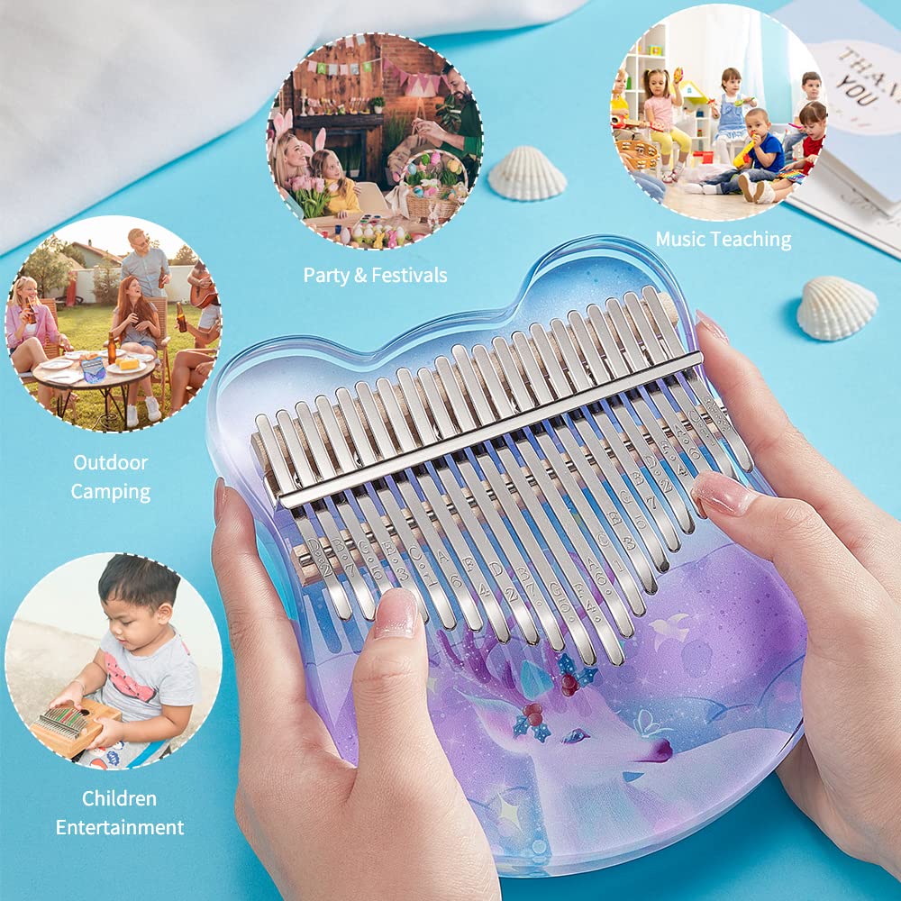 Yasisid Kalimba Thumb Piano for Kids, Adults and Student Beginners Easy to Learn Portable Musical Instruments Gifts, with Hard Case Bag, Tuning Hammer and Instruction (21 Keys, Painted)