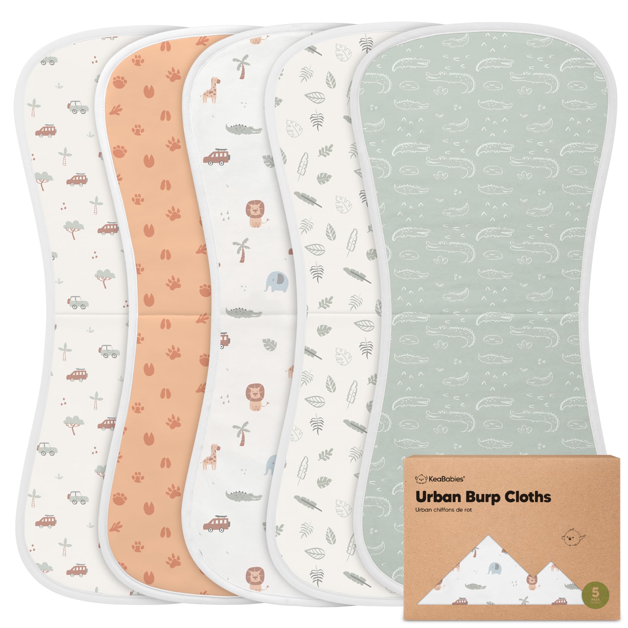 Organic Burp Cloths for Baby Boys and Girls - 5-Pack Super Absorbent Burping Cloth, Burp Clothes, Soft & Plush Newborn Towel, Milk Spit Up Rags, Burpy Cloth Bib for Unisex, Burping Rags (Wilderness)