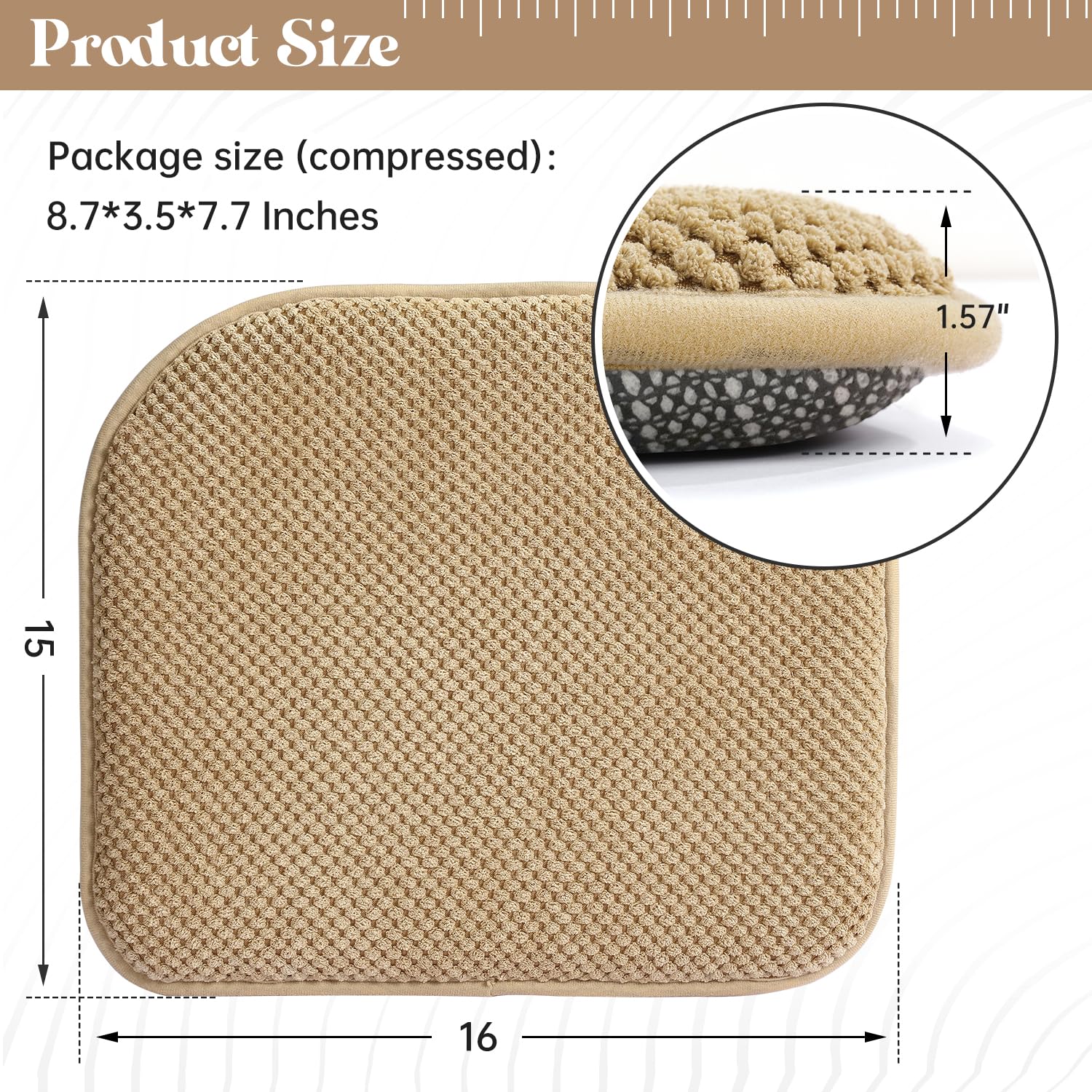 Patouque Memory Foam Chair Cushion Premium U-Shaped Seat Pad for Kitchen Dining Room Chairs Rubber Back Slip Resistant Cushions for Home Comfortable and Thick 2-Pack Sets 15x16 Inch Beige