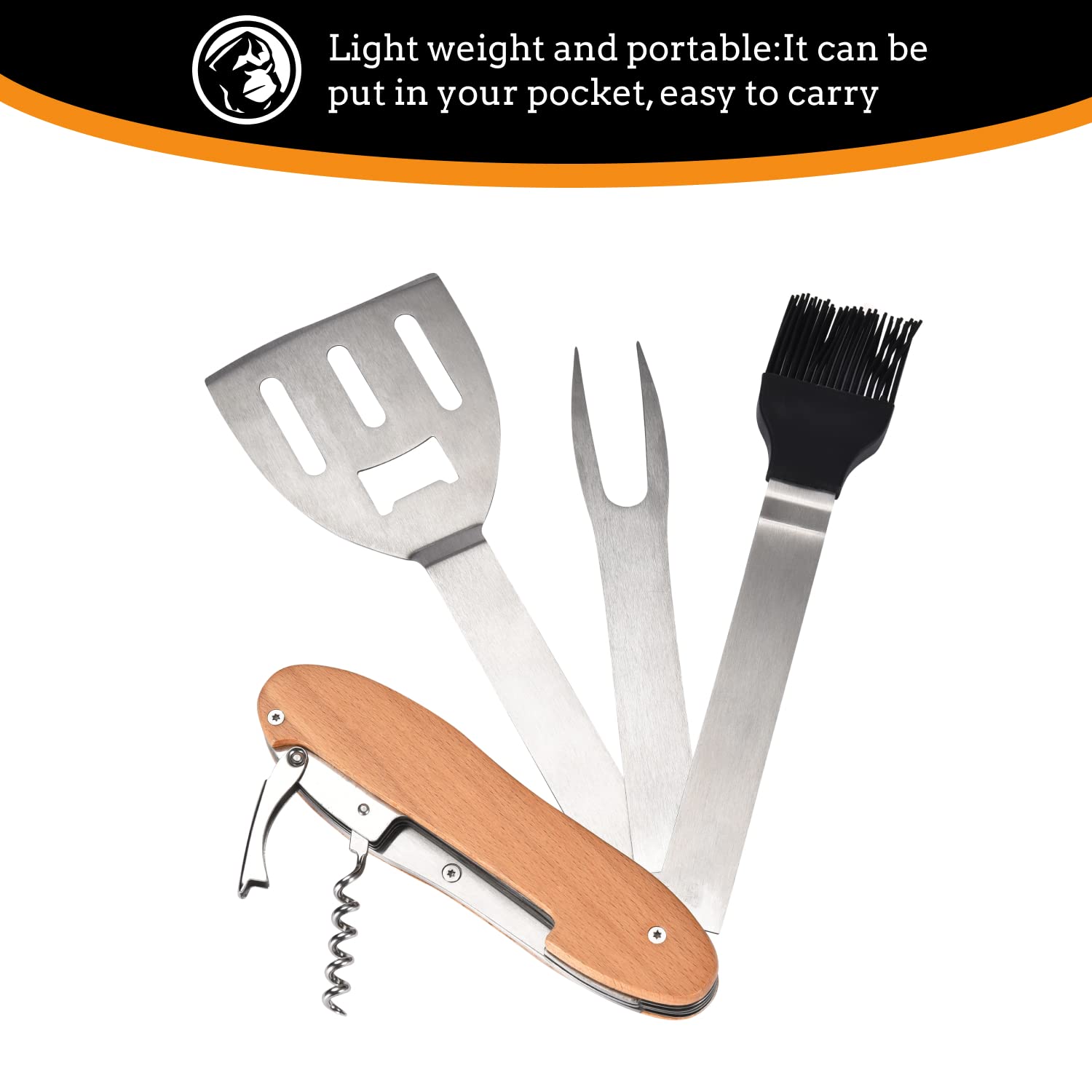 Mountain Grillers BBQ Multi Tool - Barbecue Combo Utensils Set - Portable Grill Tools Set for BBQ Grilling - Grill Utensil Set for Outdoor - Grilling Accessories Gift for Men - Smoker Kit Accessories
