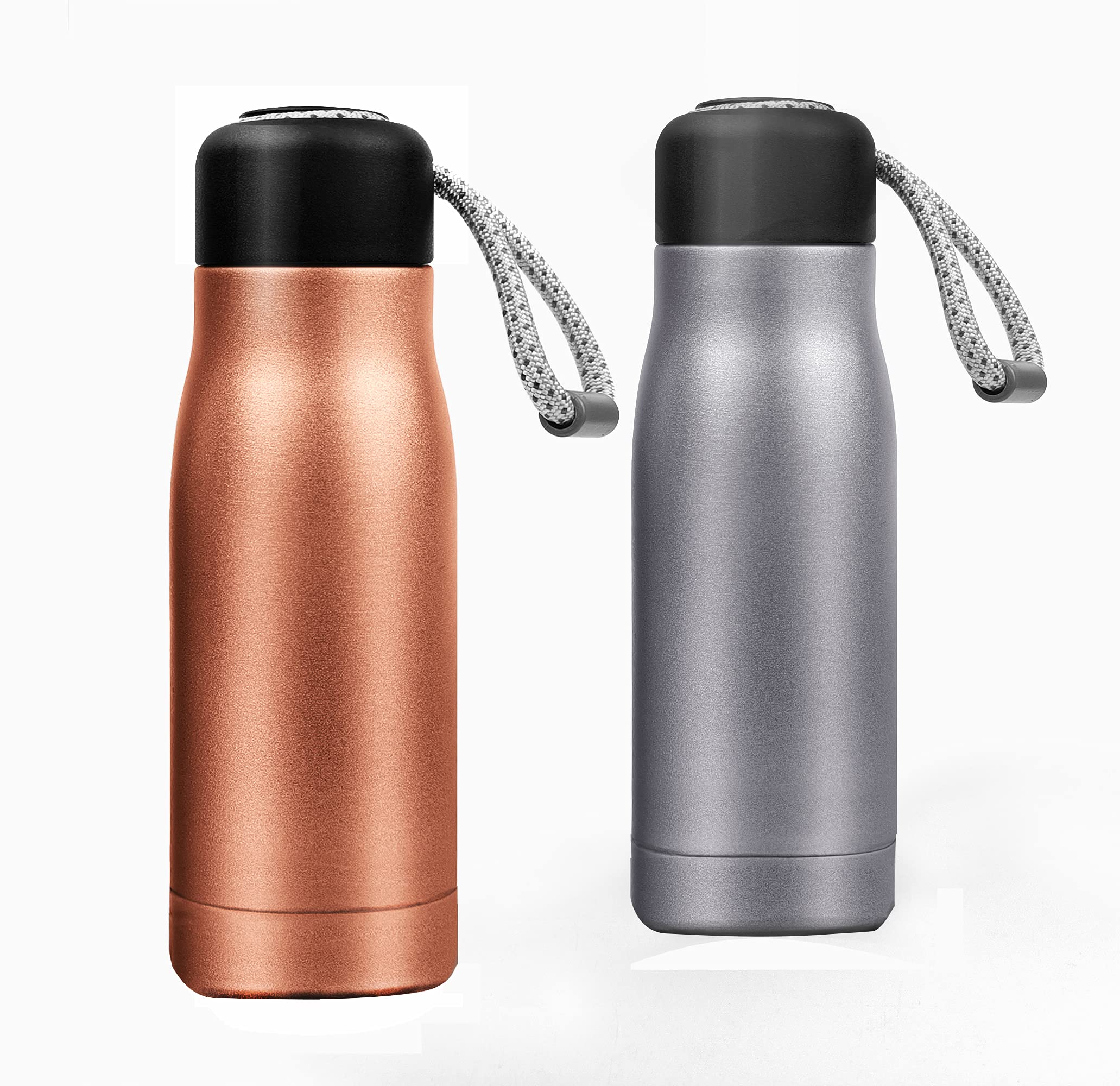 Xnego Vacuum Insulated Stainless Steel Water Bottle, Double Wall Thermos Keeps Drinks Hot for 12 Hours and Cold for 24, Reusable Metal Leak-Proof Sports Flask with Wide Mouth Lid, Set of 2